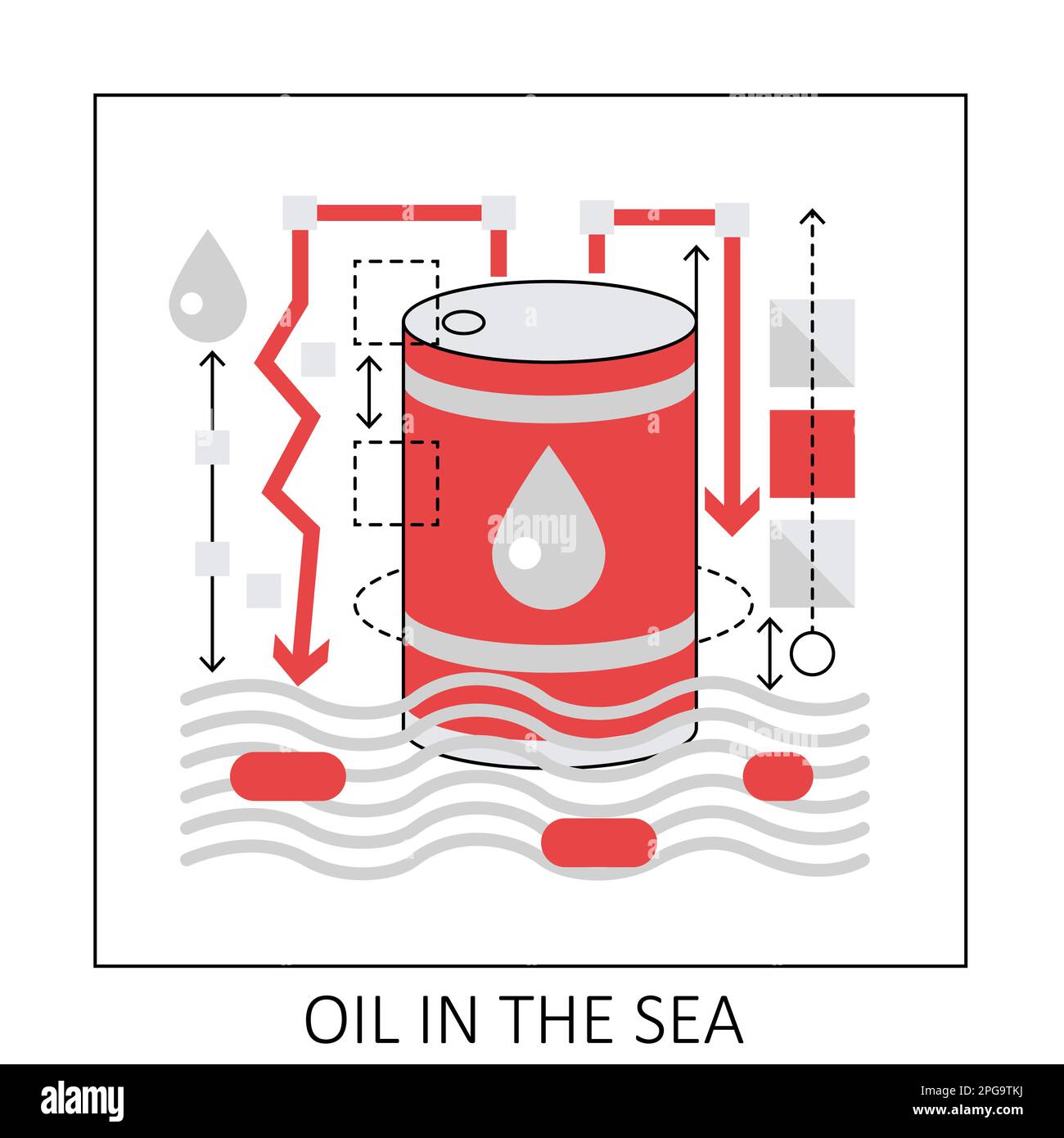 Oil in the sea water pollution. Oil waste pollution, global ecology ...