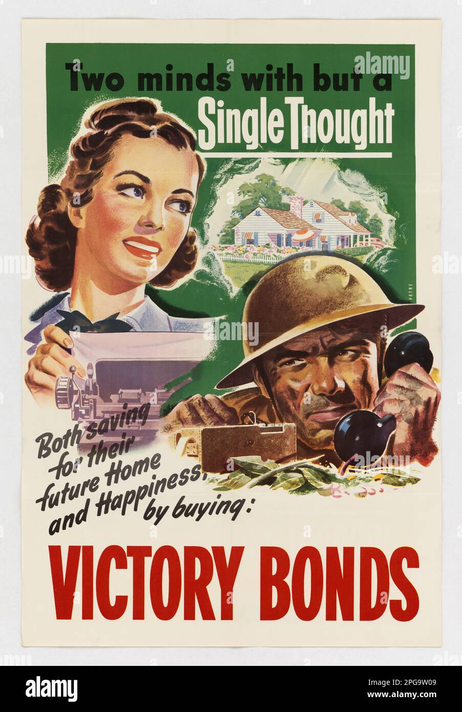 Two Minds with but a Single Thought. Artist: Pryne. 1942 - 1945. Office ...