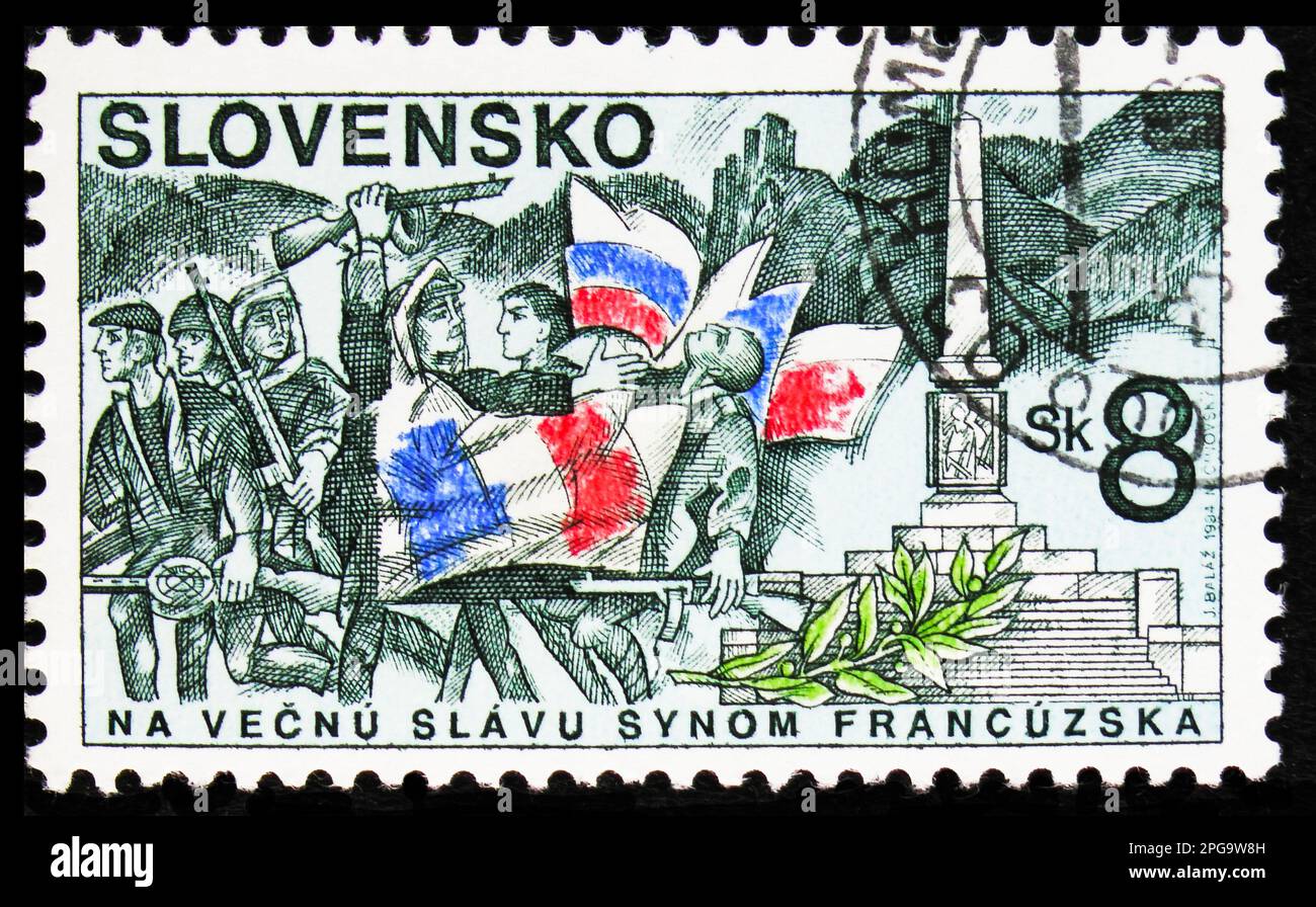 MOSCOW, RUSSIA - MARCH 16, 2023: Postage stamp printed in Slovakia ...