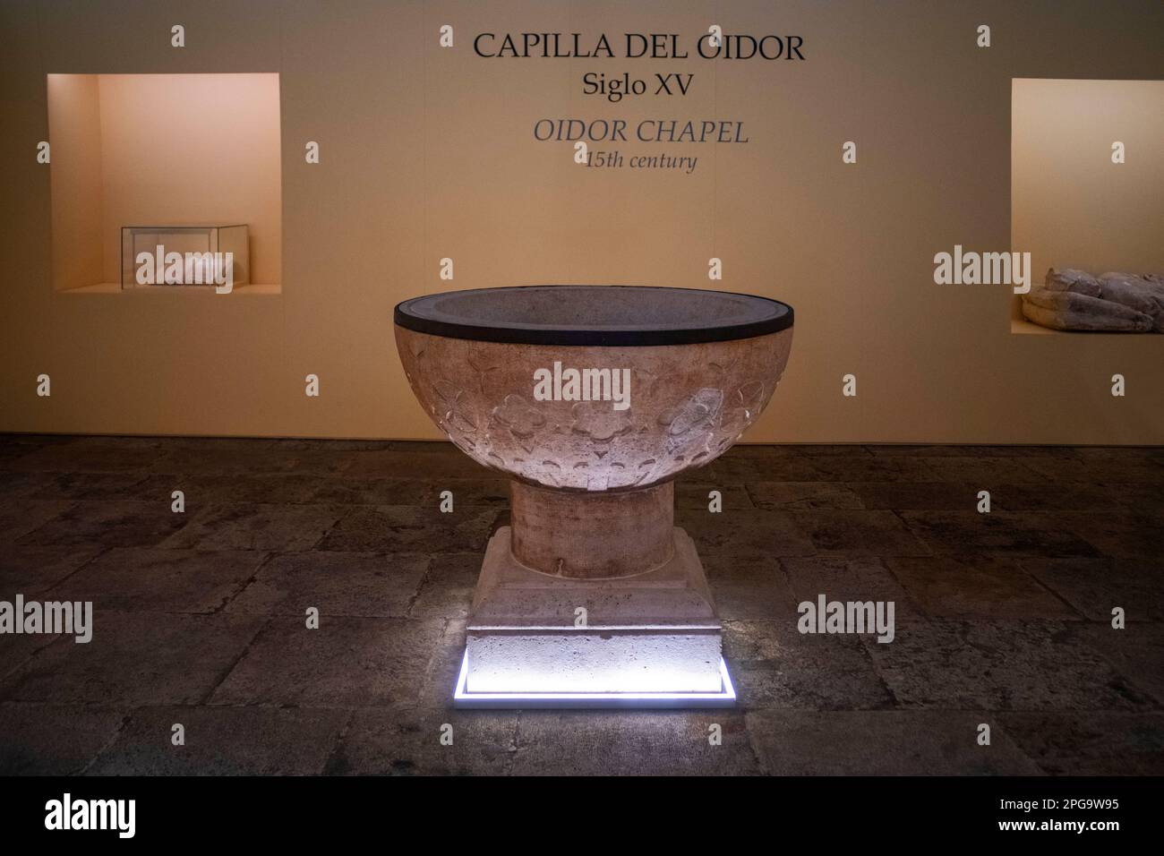 Baptismal font of Cervantes in Capilla del Oidor Chapel in Alcala de ...