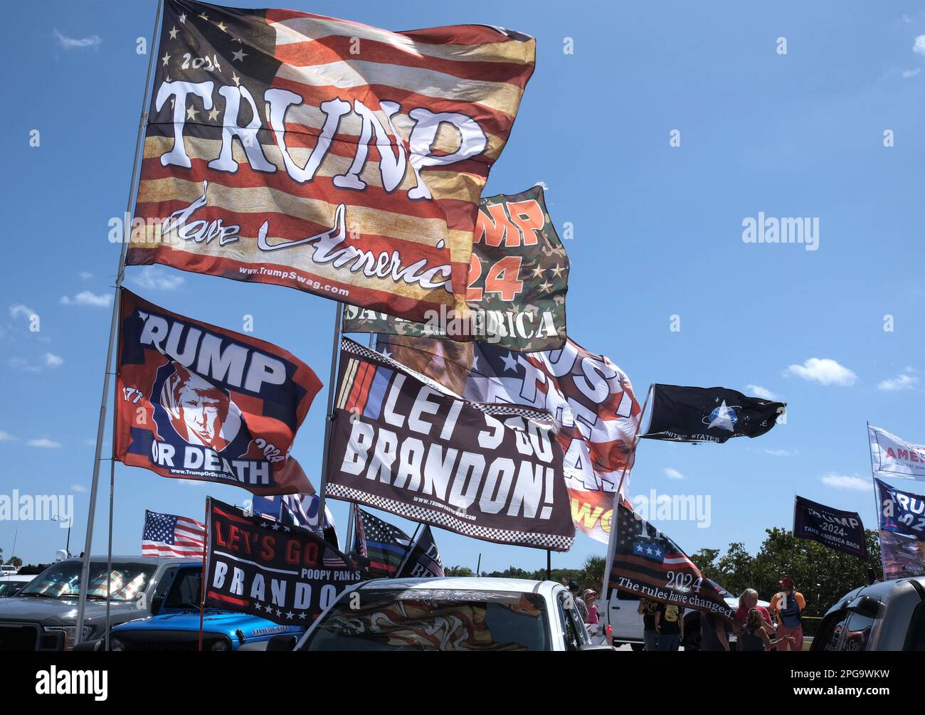 West Palm Beach, United States. 21st Mar, 2023. Flags flying by ...