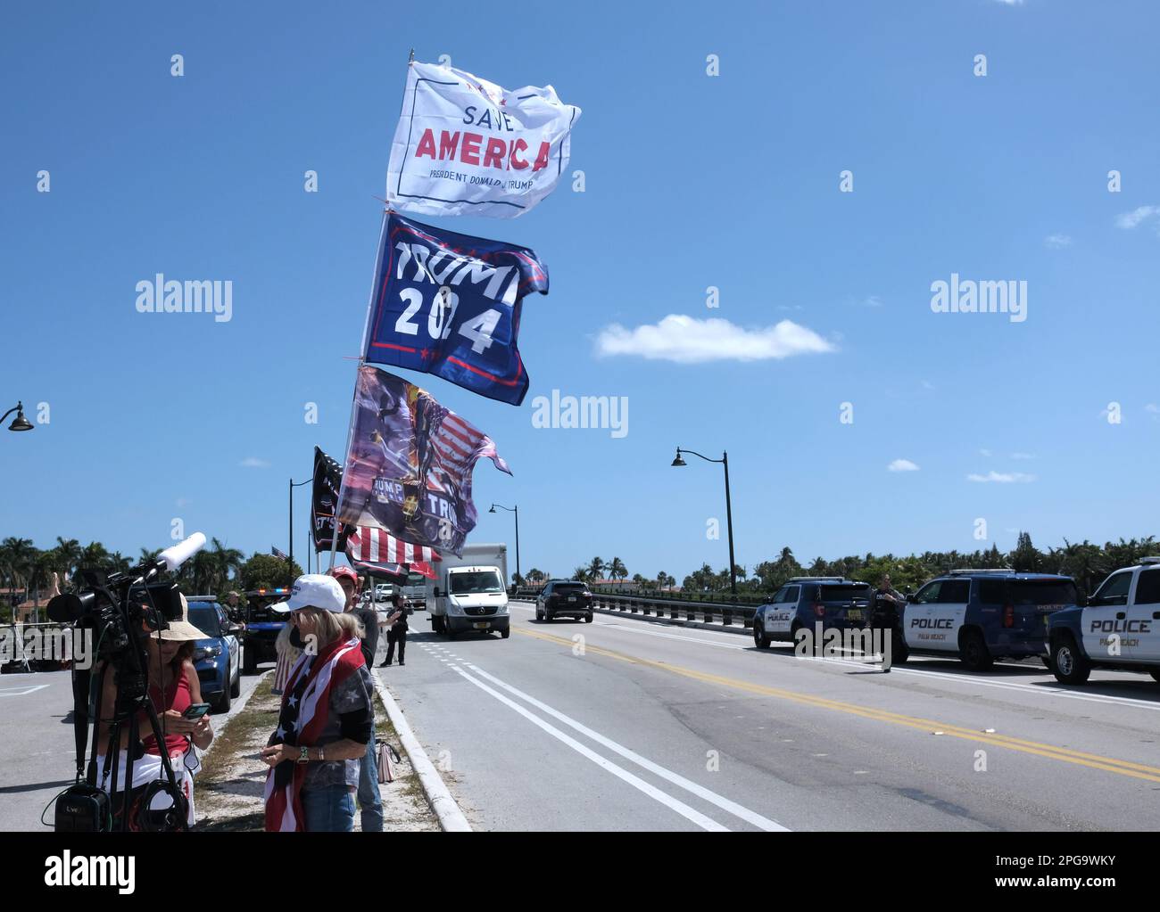 West Palm Beach, United States. 21st Mar, 2023. Flags flying by ...