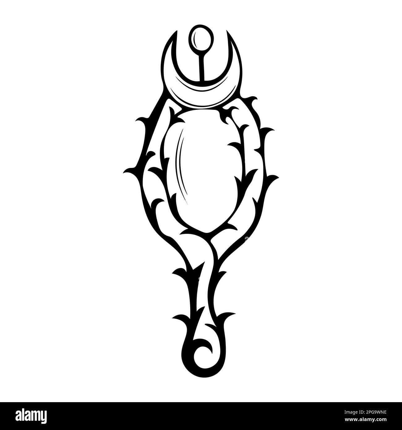 Vector black and white doodle-style illustration of a magical mirror ...