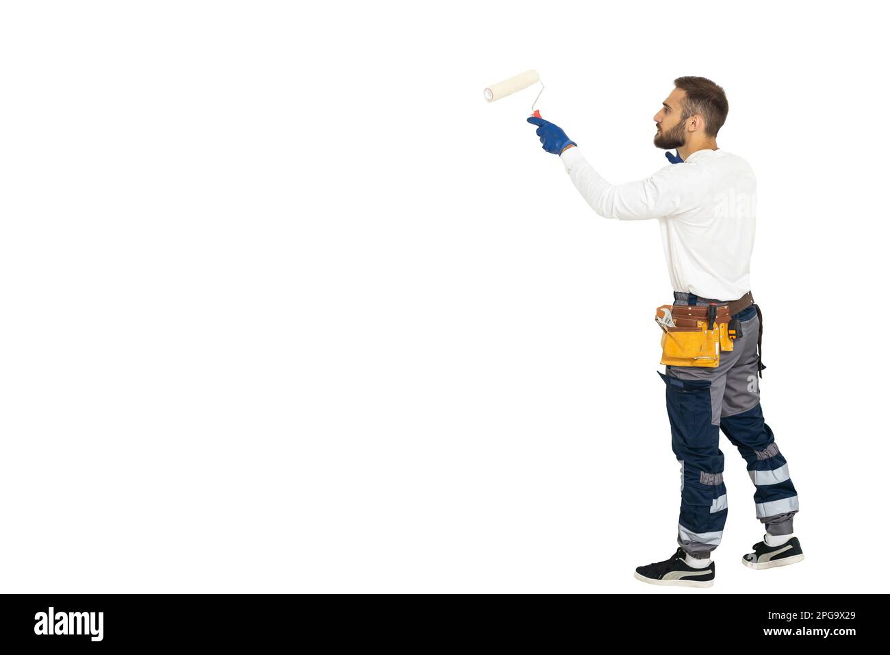 Professional constructor on white background Stock Photo - Alamy