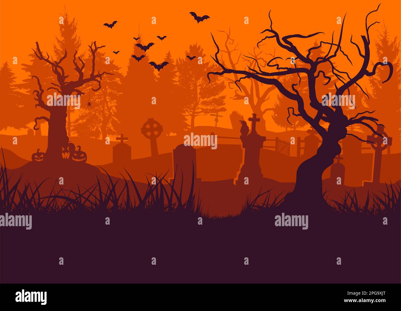 Old cemetery halloween background Stock Vector Image & Art - Alamy