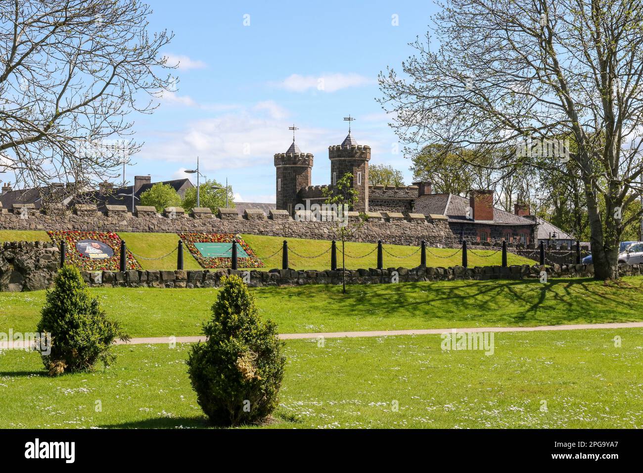 Spring in Antrim town Northern Ireland with Barbican Gate lodge ...
