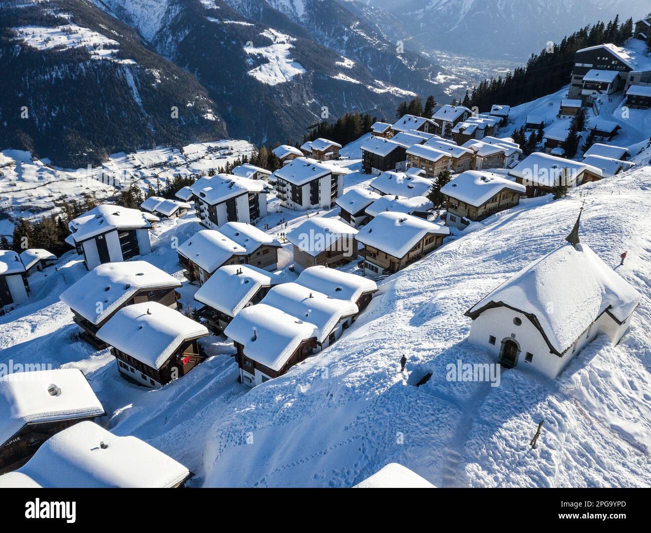 Aerial image of the Chapel Maria in Snow (Kapelle zum Schnee) with ...