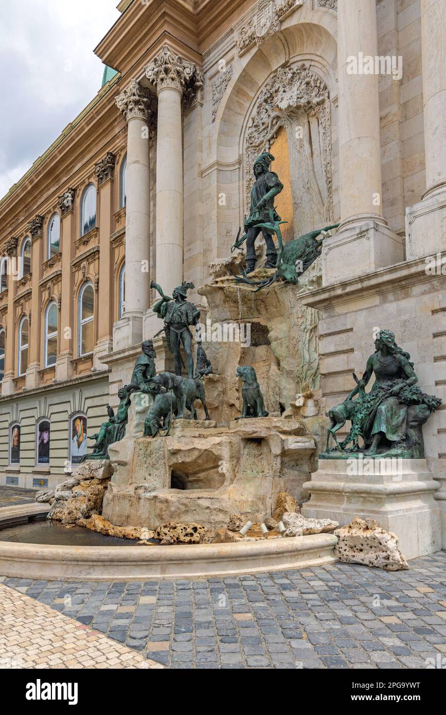 Budapest, Hungary - July 31, 2022: Bronze Fountain of King Matthias at ...