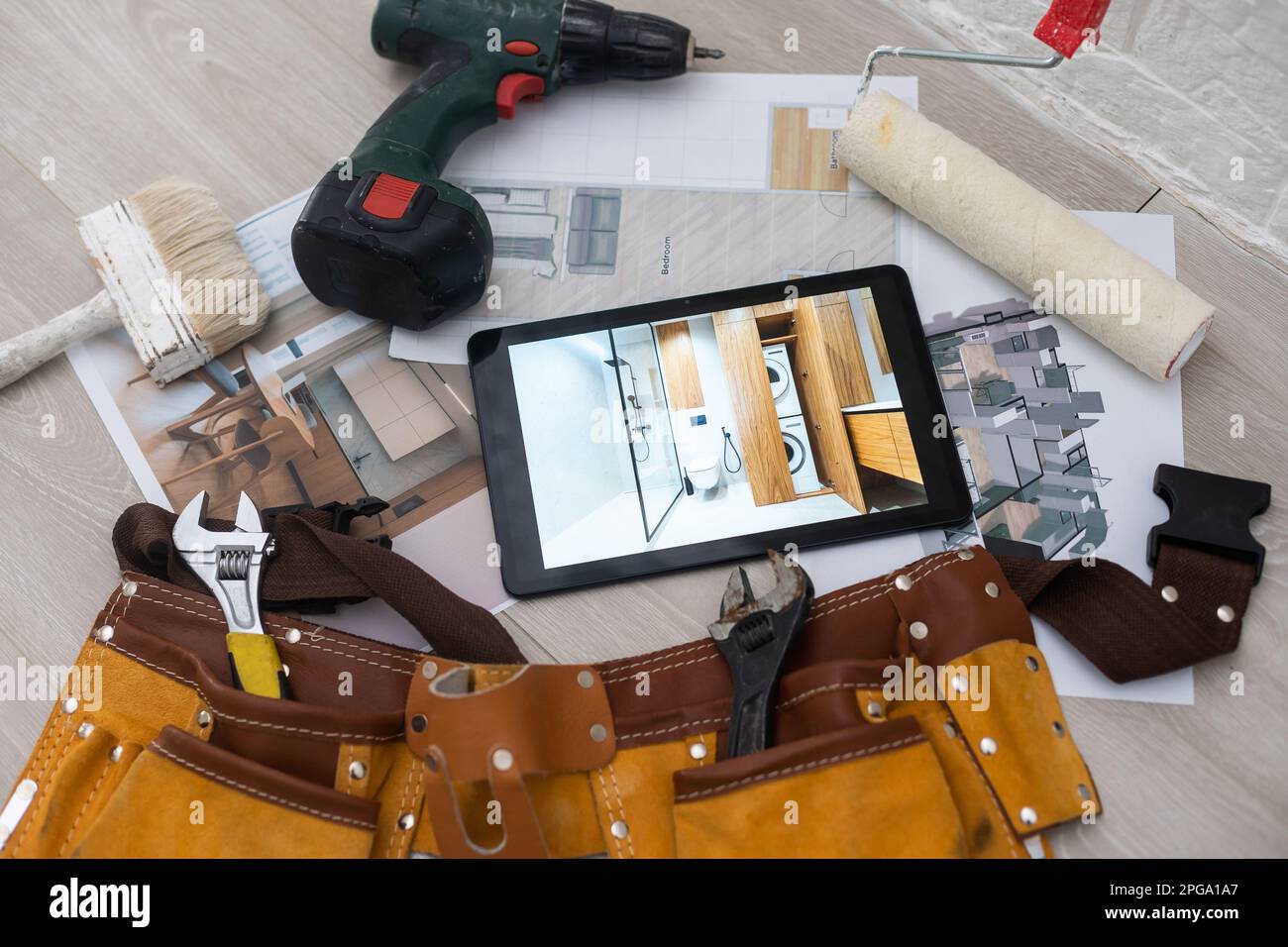 business, architecture, building, construction, drawings, tablet, tools ...
