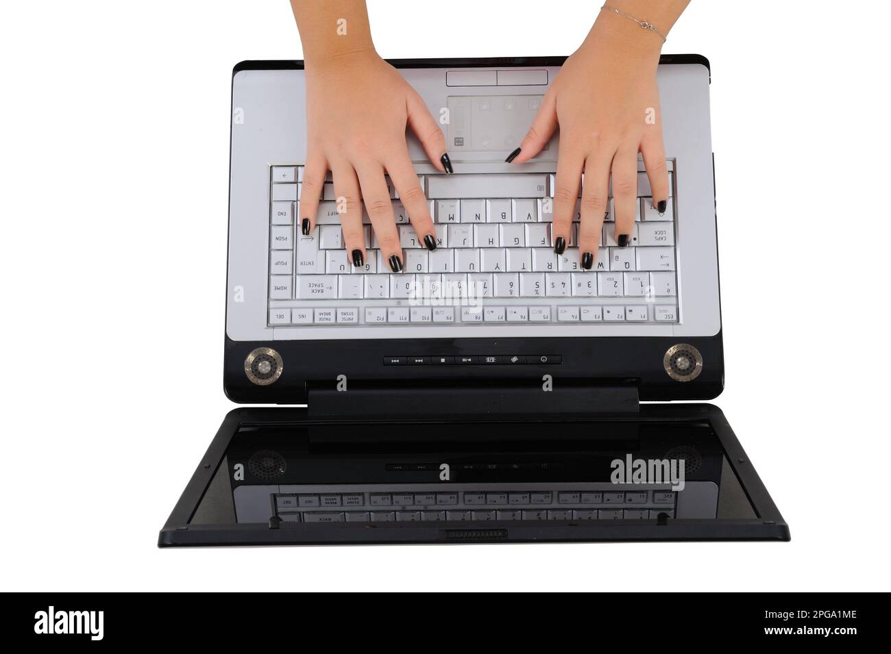 Person typing on computer keyboard Cut Out Stock Images & Pictures - Alamy