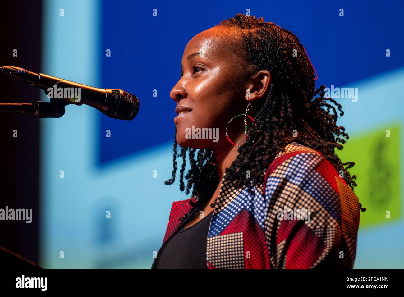 climate activist Elizabeth Wathuti is seen during a ceremony to present ...