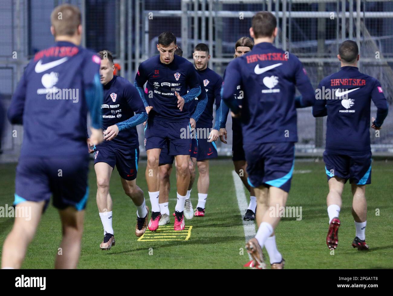 Croatia, March 21, 2023. Petar Musa of Croatia during the training ...