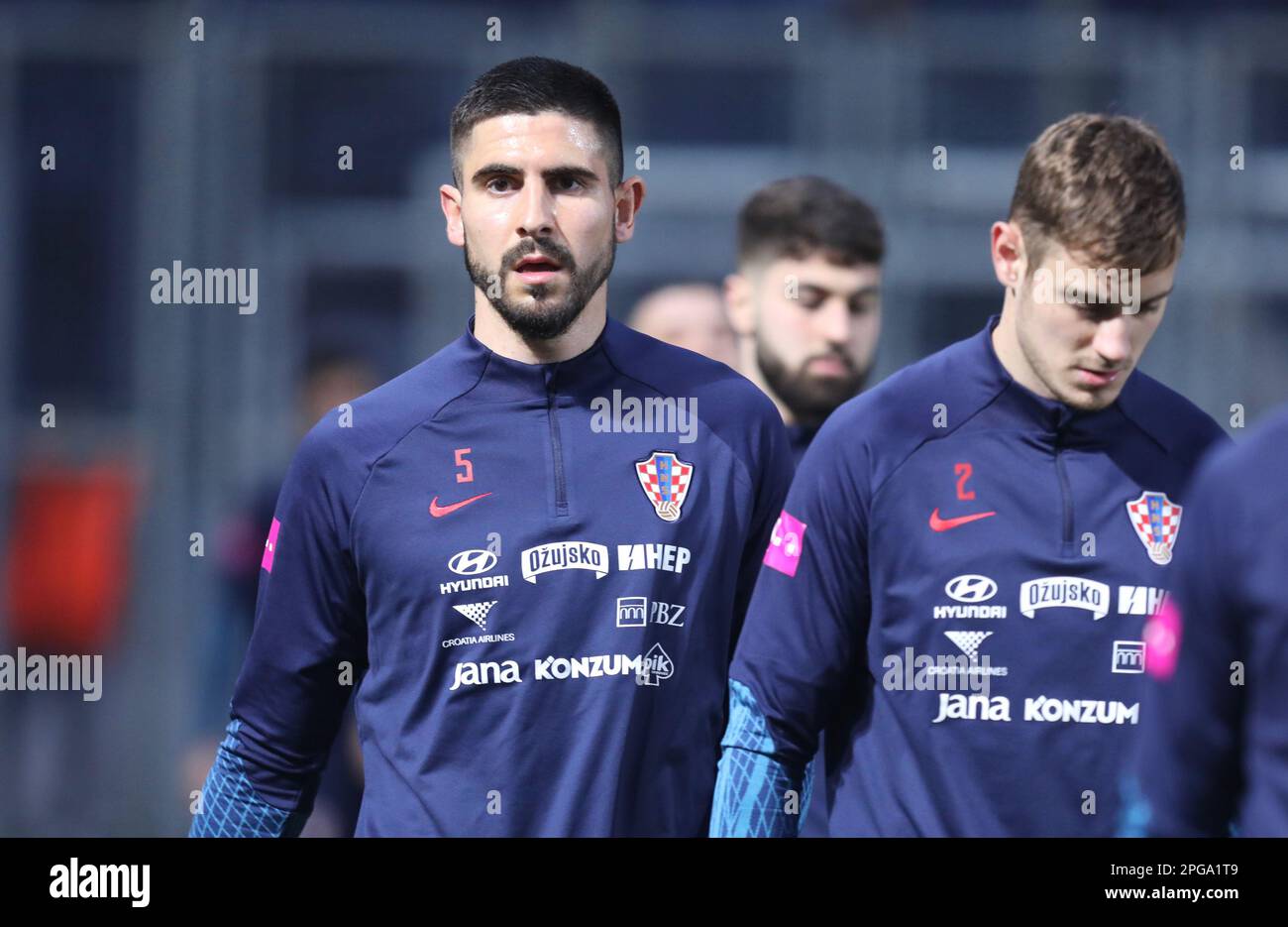 Croatia, March 21, 2023. Martin Erlic of Croatia during the training ...