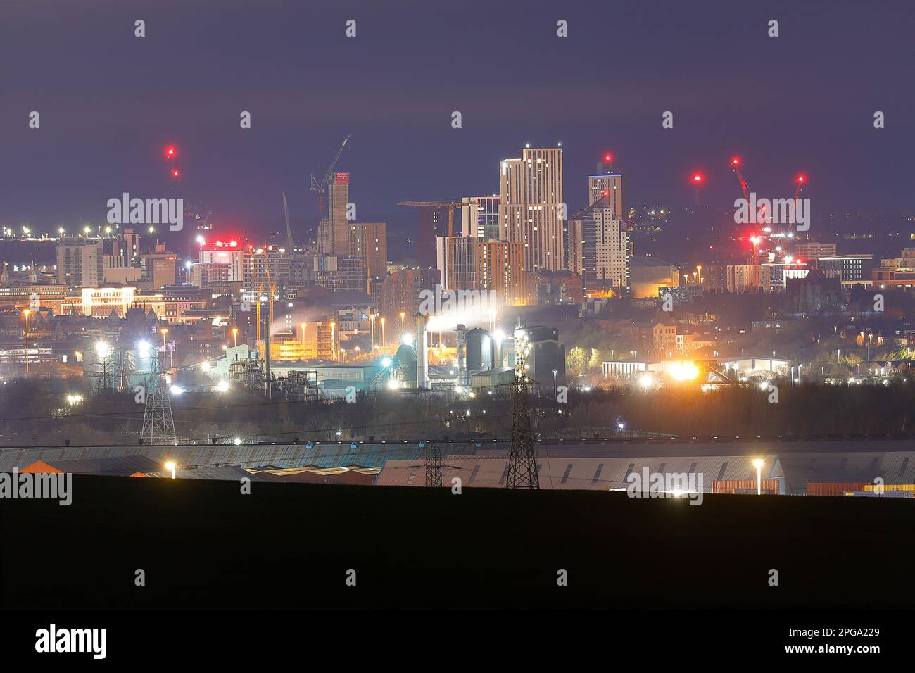 Leeds City skyline at night. Viewed from Rothwell Stock Photo - Alamy