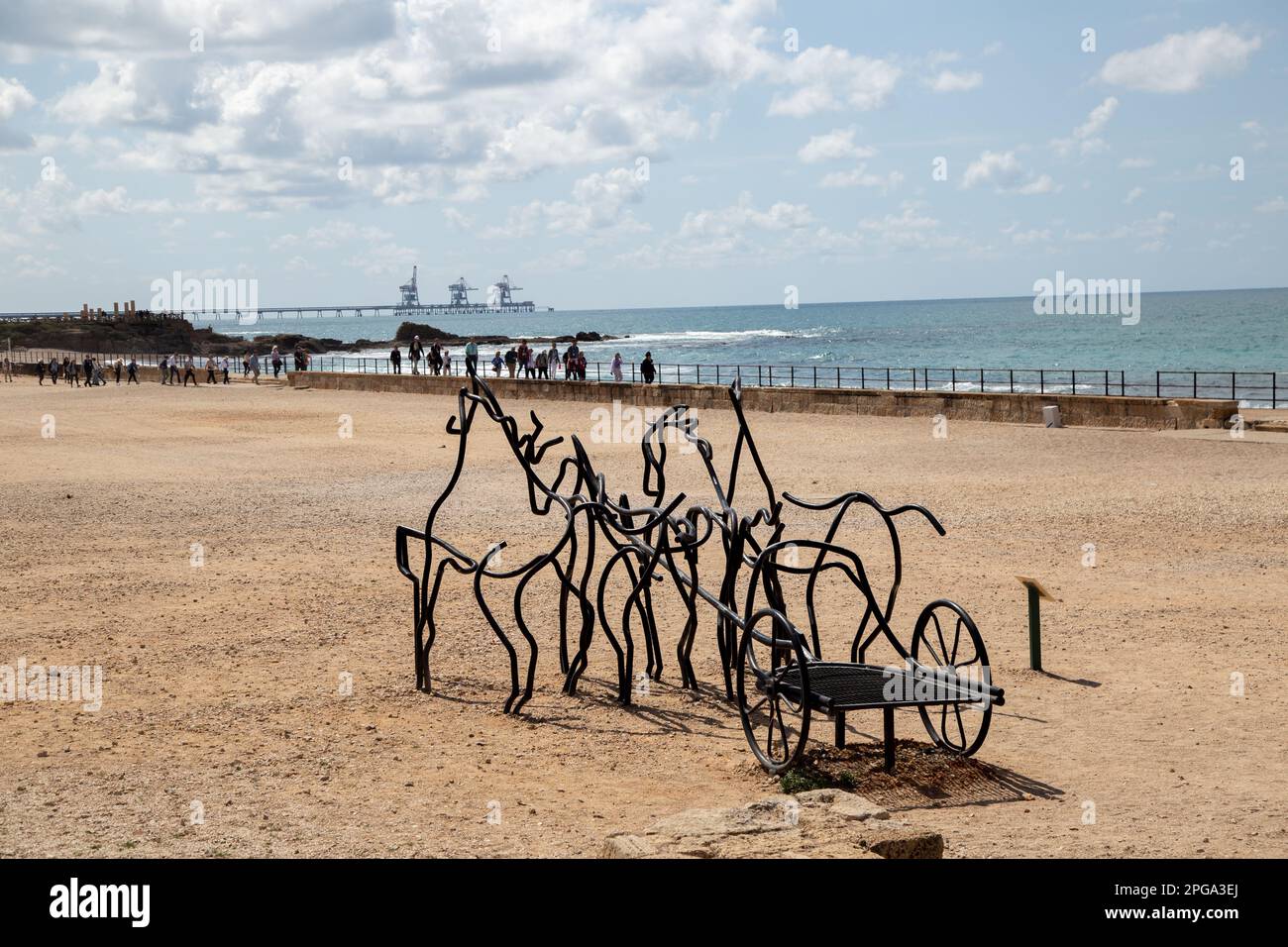 A stylized sculpture of a chariot with horses at the hippodrome in ...