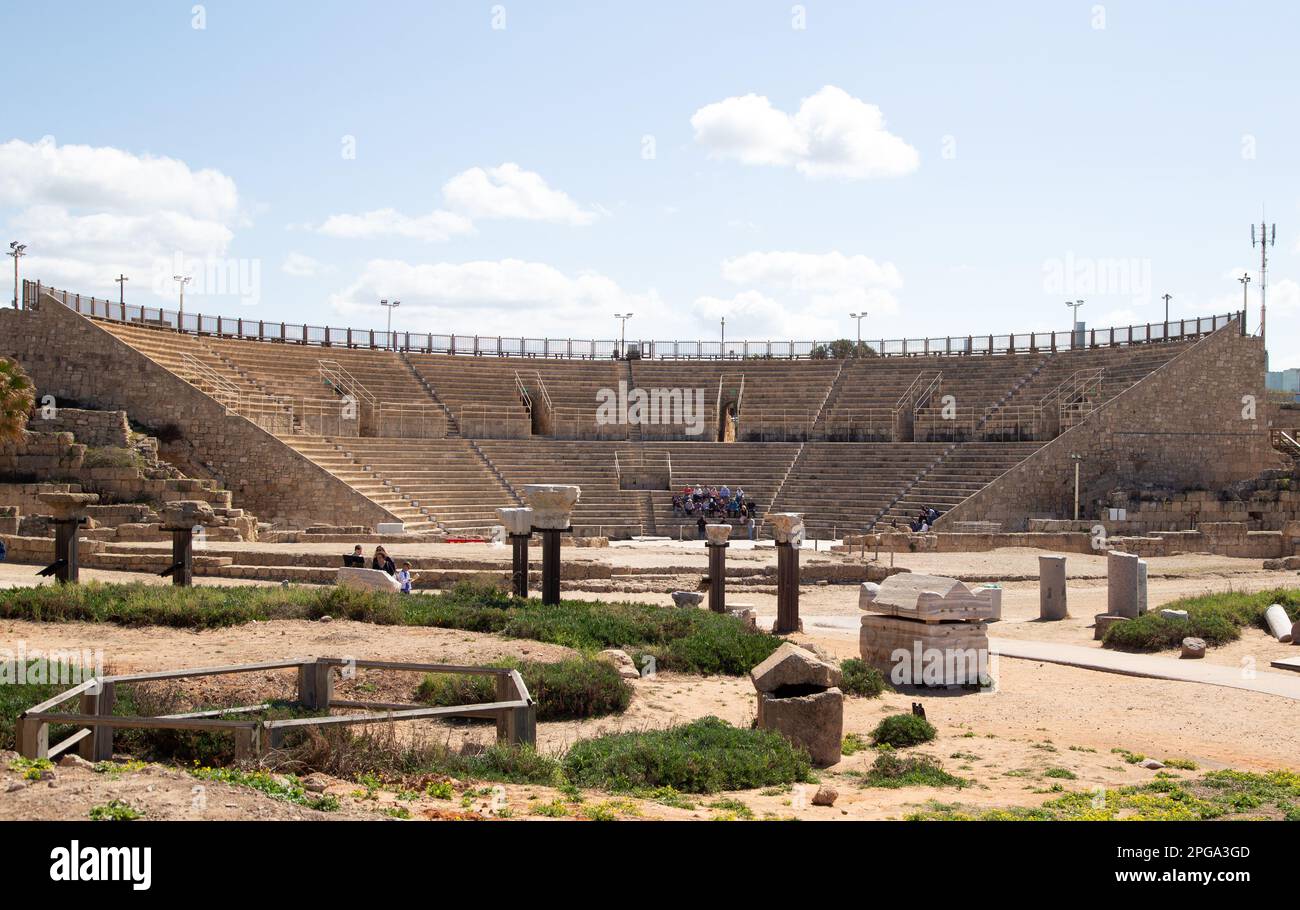 Roman amphitheater of Caesarea is part of the Caesarea National Park ...