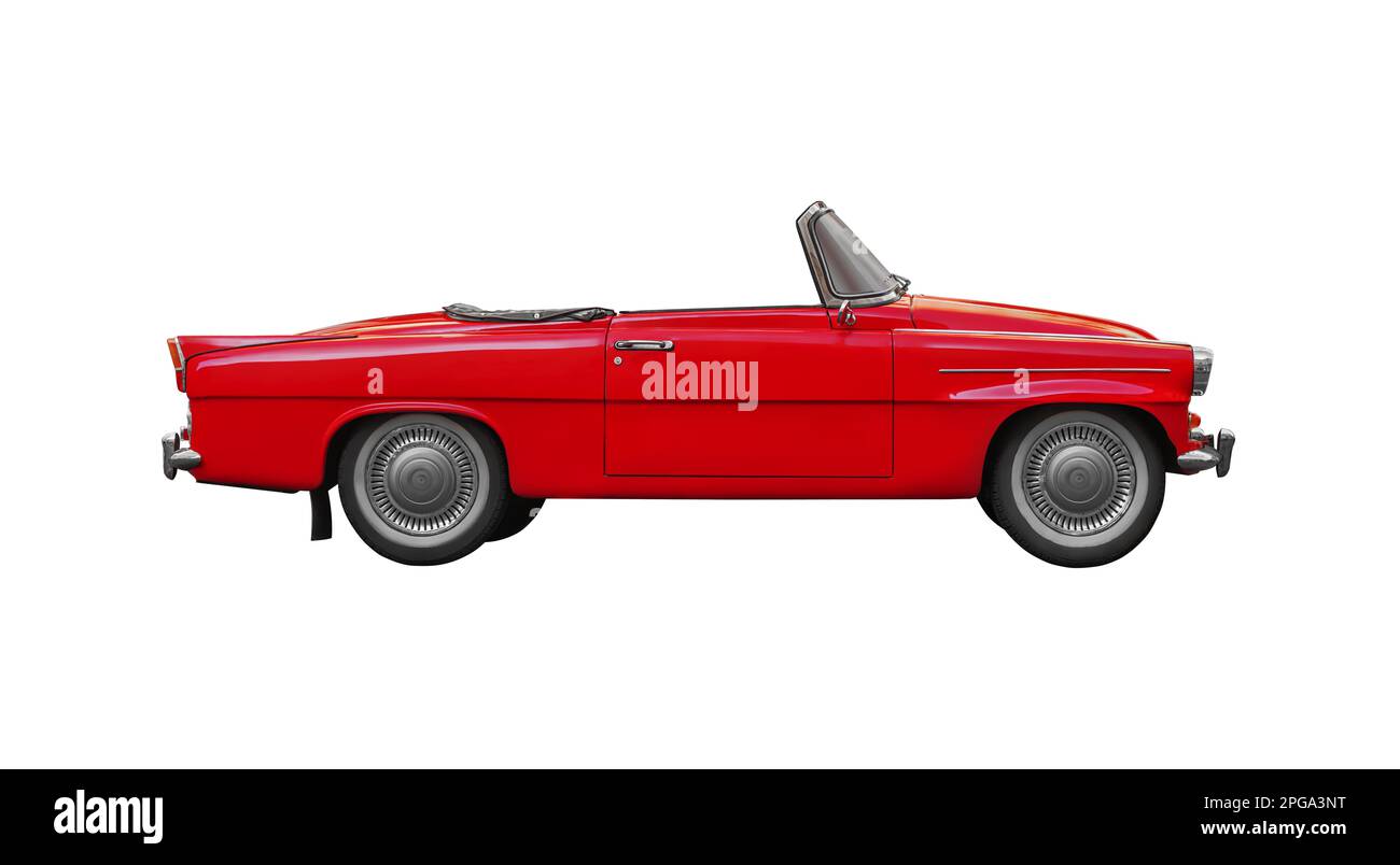 Red convertible car isolated on white background Stock Photo - Alamy
