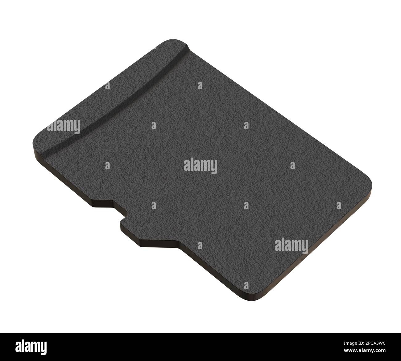 Blank memory card, MicroSD flash storage disc isolated on white background. 3D illustration ...