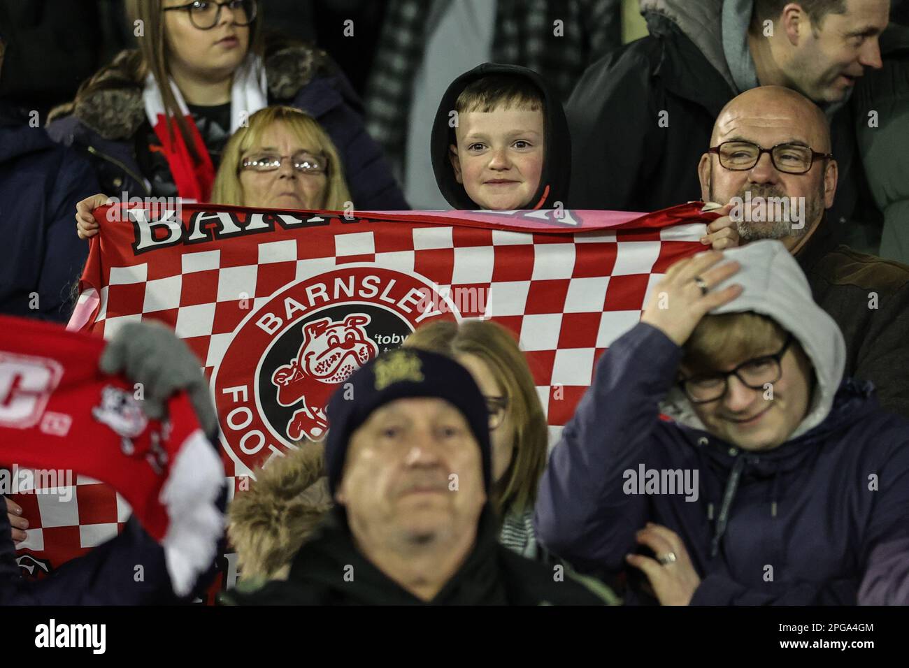 Barnsley fan with a flag during the Sky Bet League 1 match Barnsley vs ...