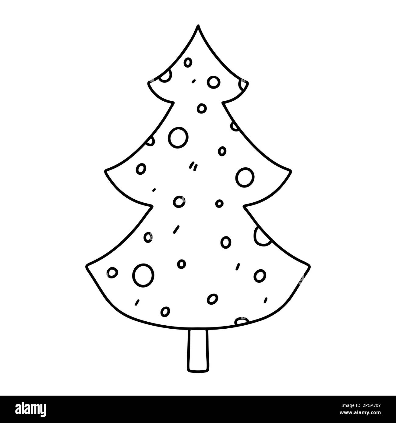 Fir tree in hand drawn doodle style. Vector illustration isolated on ...