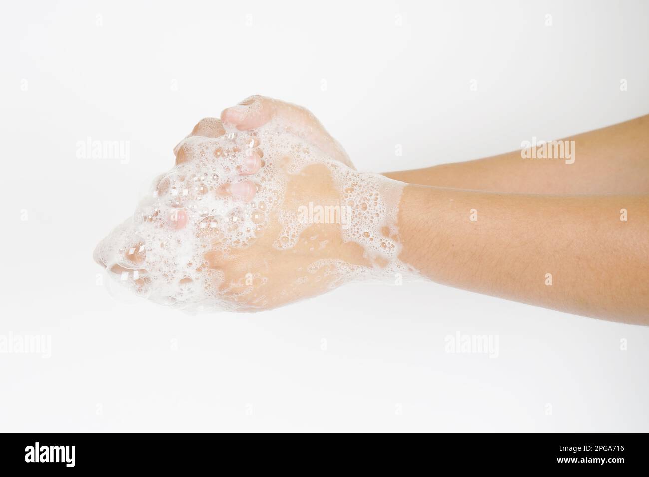 Hand washing on white background Stock Photo - Alamy