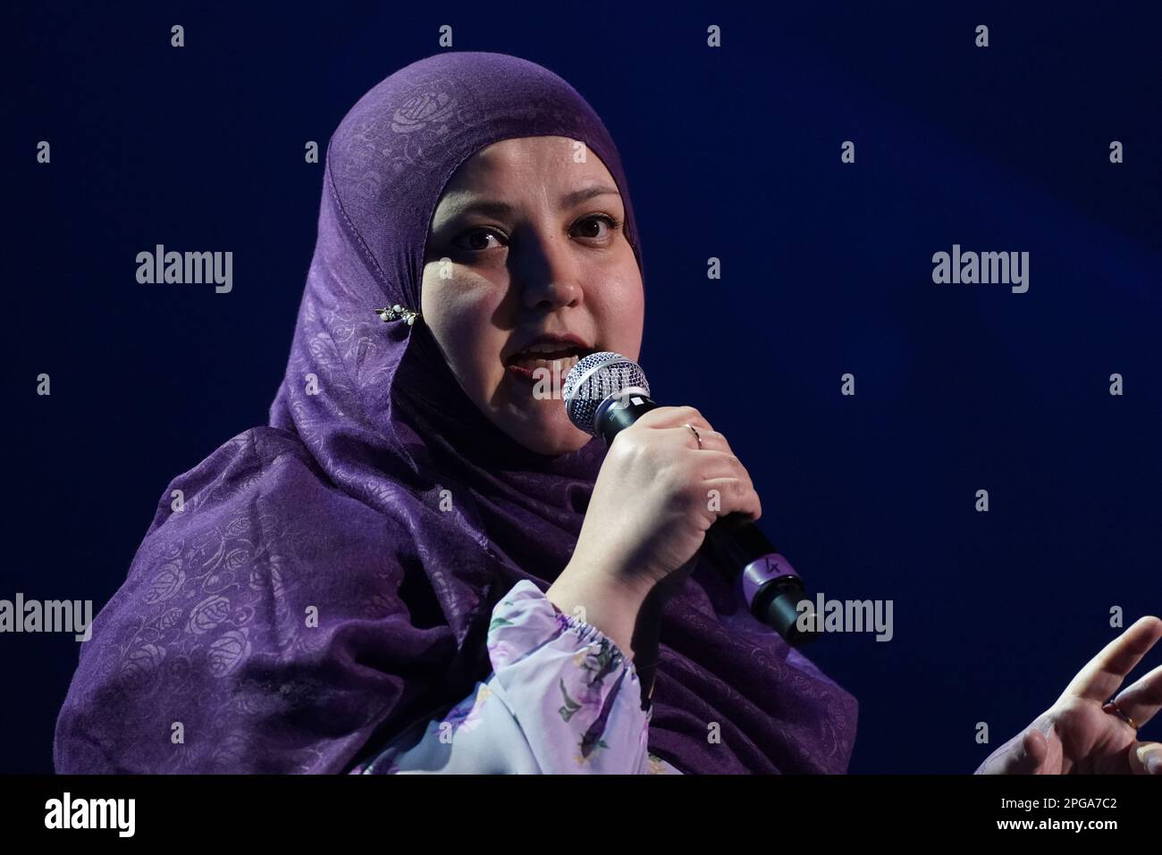 Fatiha El-Ghorri on stage during An Evening of Comedy for the Teenage ...