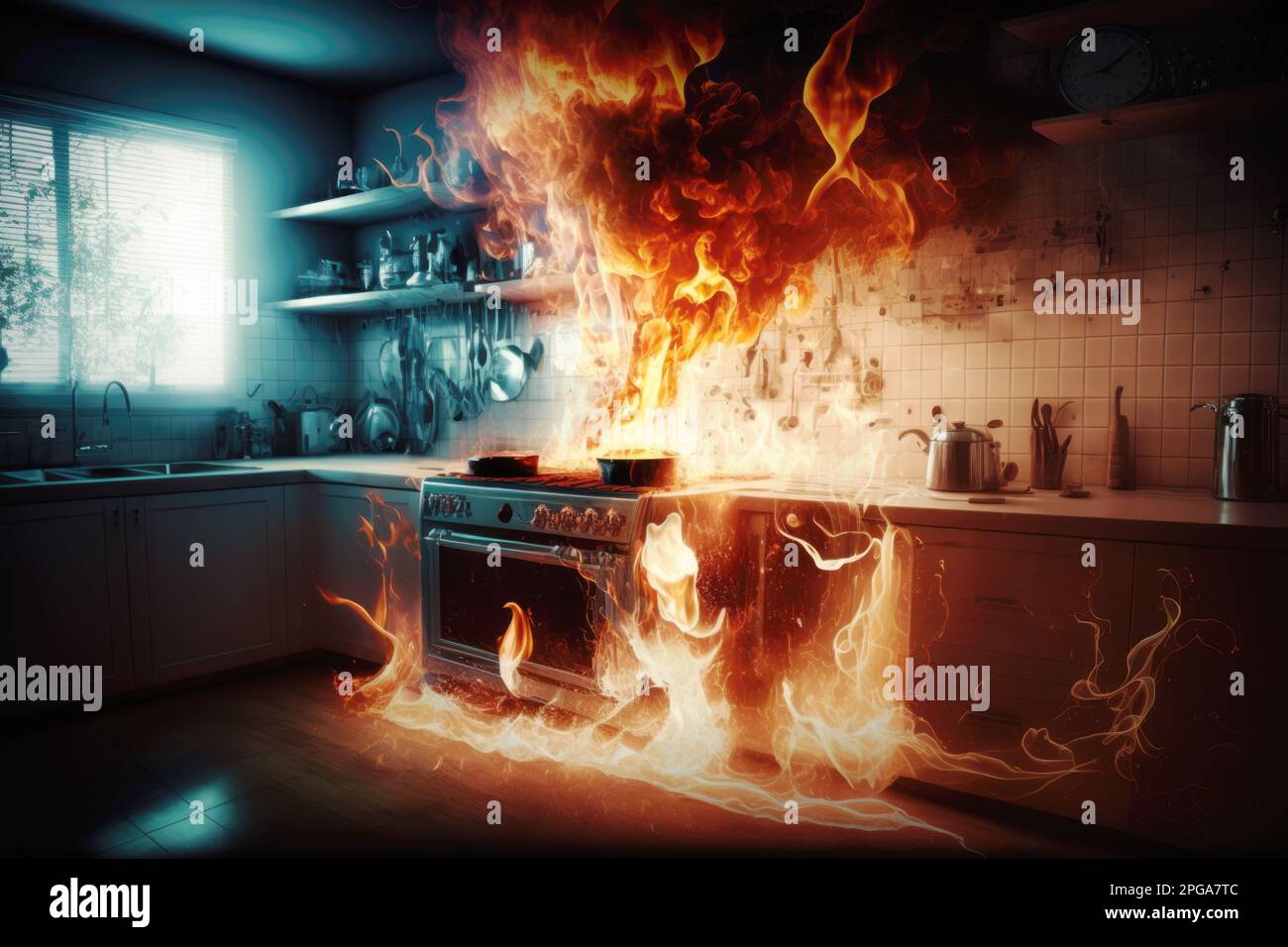 Accident disaster fire house charred burnt fireman hi-res stock ...