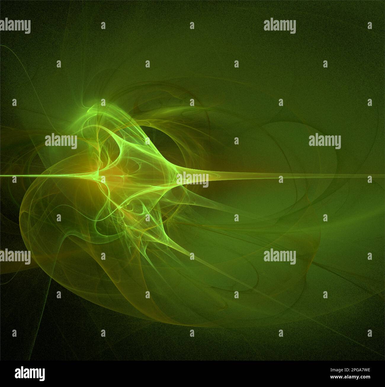 yellow and green abstract drawing on a black background, color digital ...