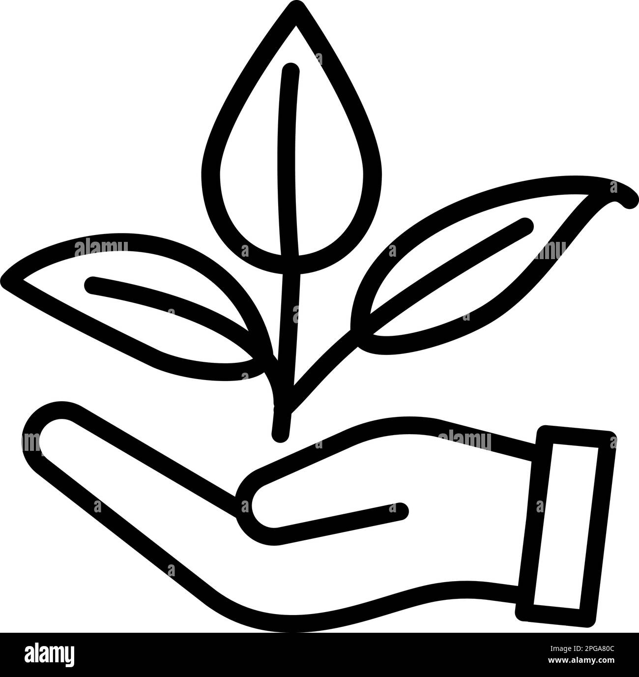 Plant sprout in a hand icon symbol. Protecting natural resources ...