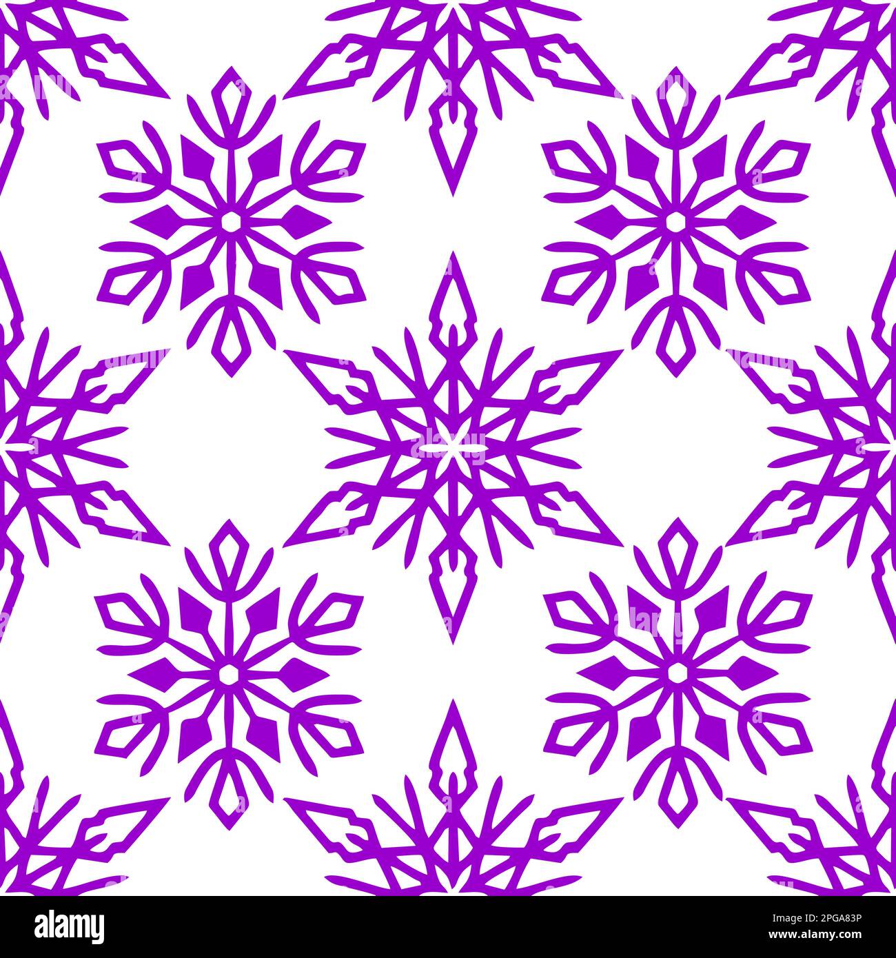 seamless pattern of purple snowflakes on a white background, texture ...