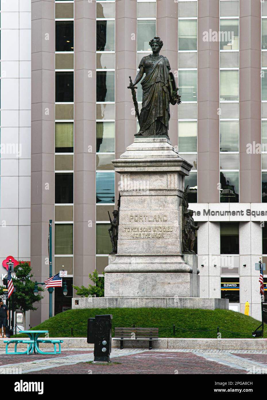 USA, Maine Portland, Monument Square, Civli War Monument, Monument ...