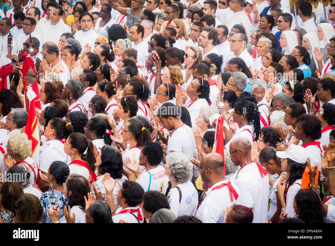 Salvador, Bahia, Brazil - May 26, 2016: Hundreds of Catholic faithful ...