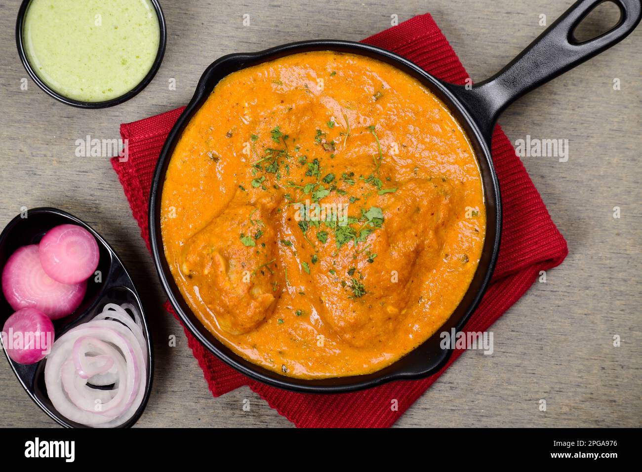 Homemade butter chicken top view Stock Photo - Alamy