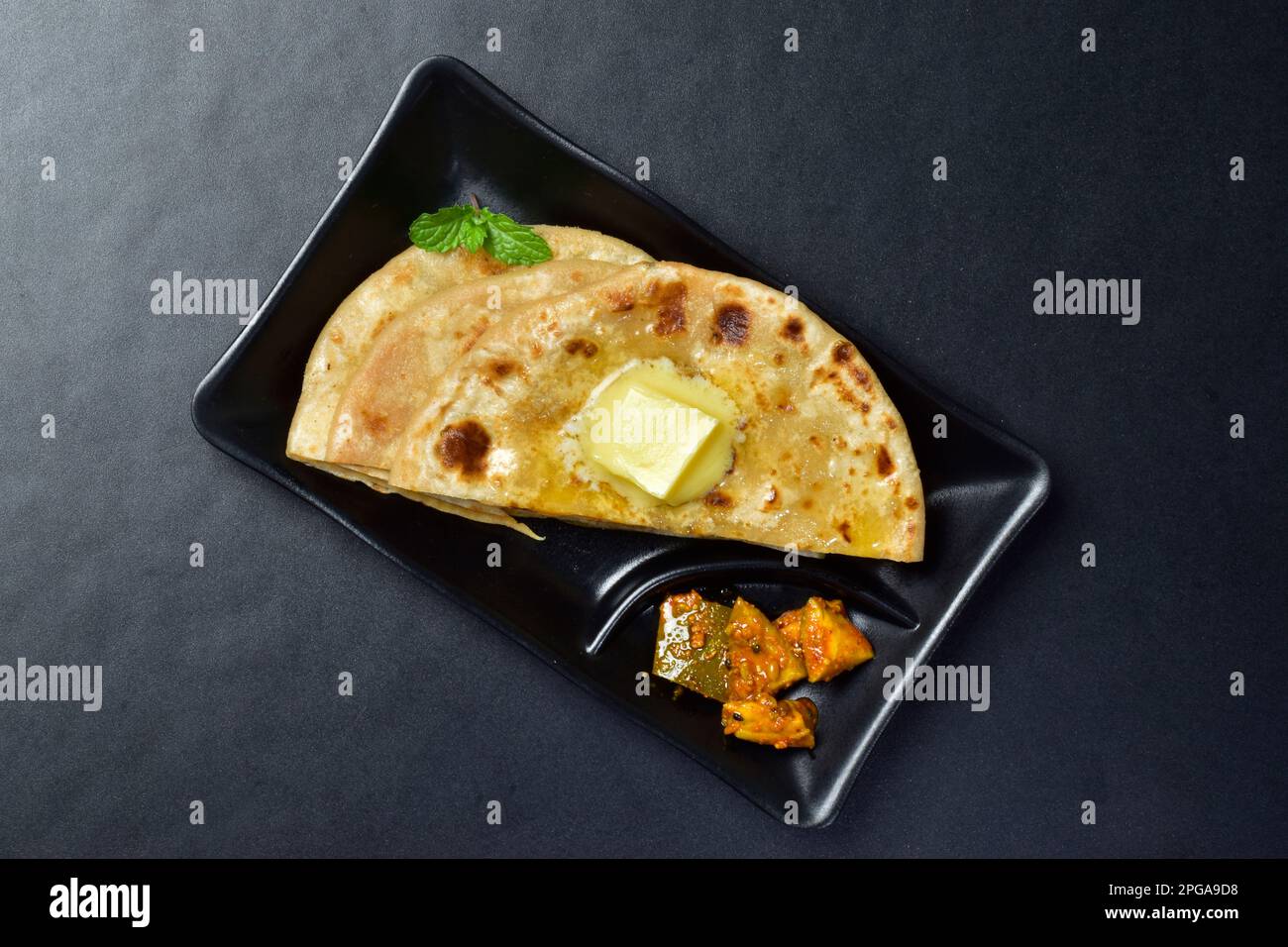 Aloo paratha top view hi-res stock photography and images - Alamy