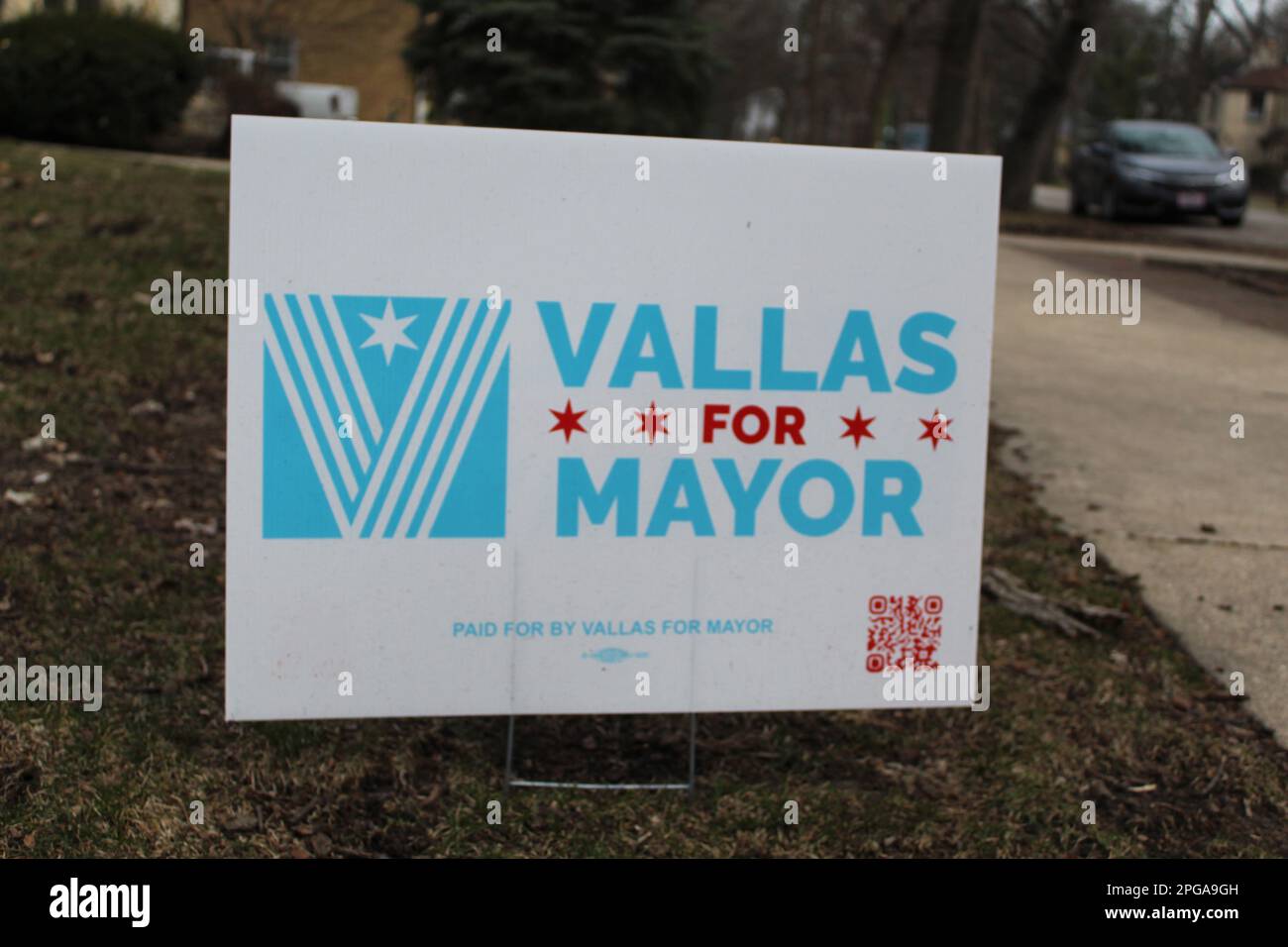 Paul Vallas for mayor yard sign with light blue lettering in Chicago's ...