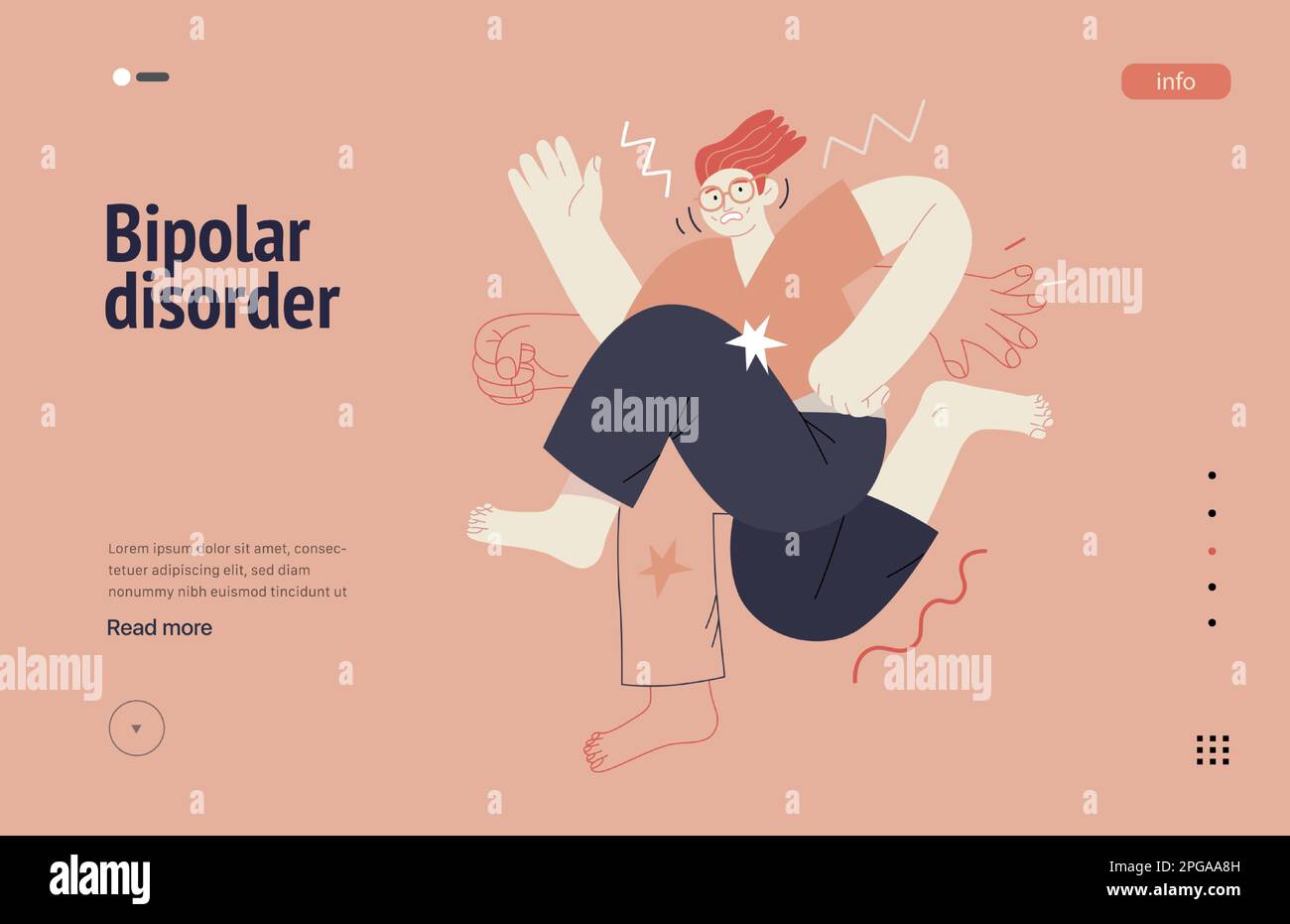 Mental disorders web template. Bipolar disorder - modern flat vector ...