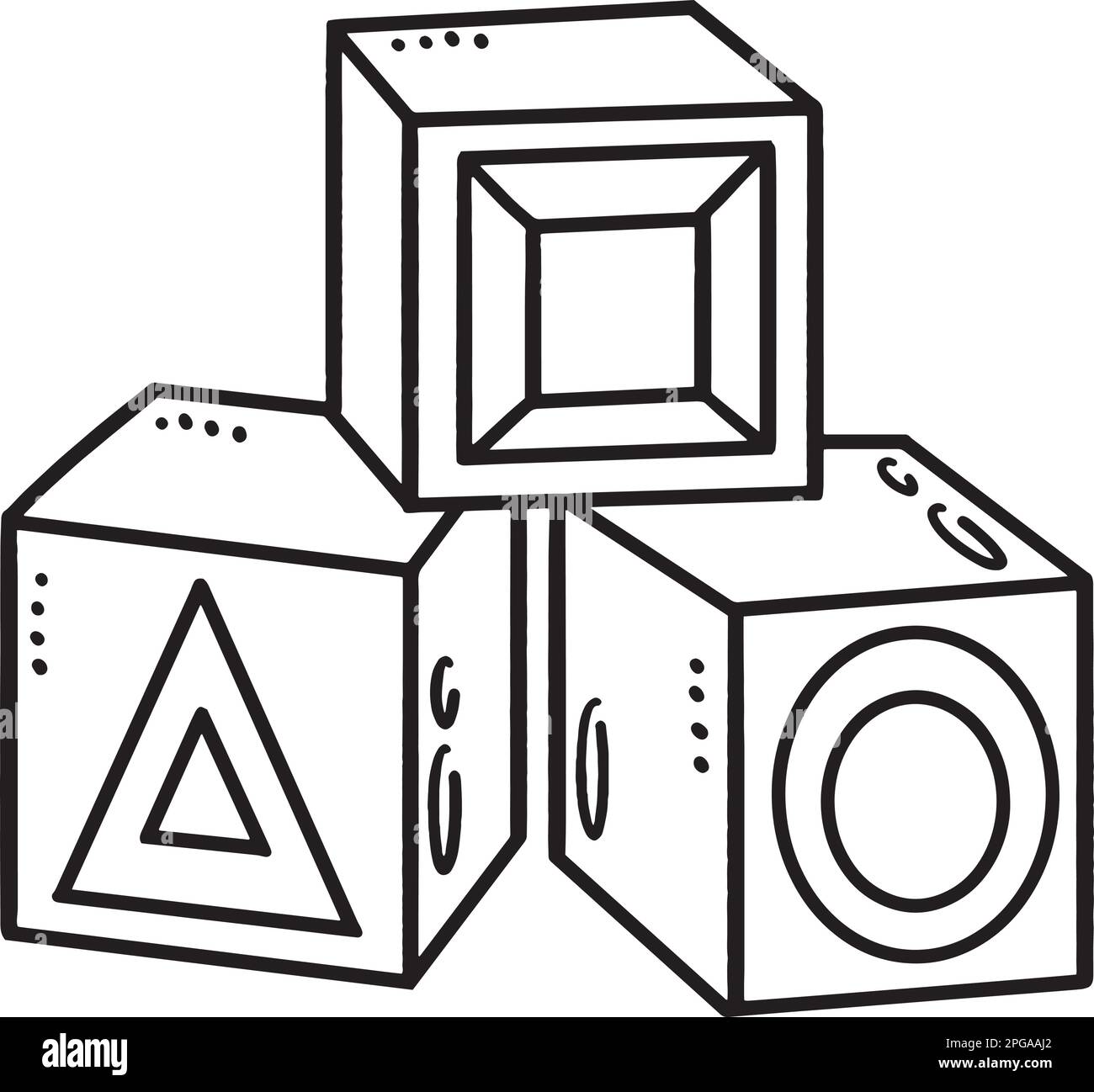 Back To School Cubed Shape Isolated Coloring Page Stock Vector Image ...