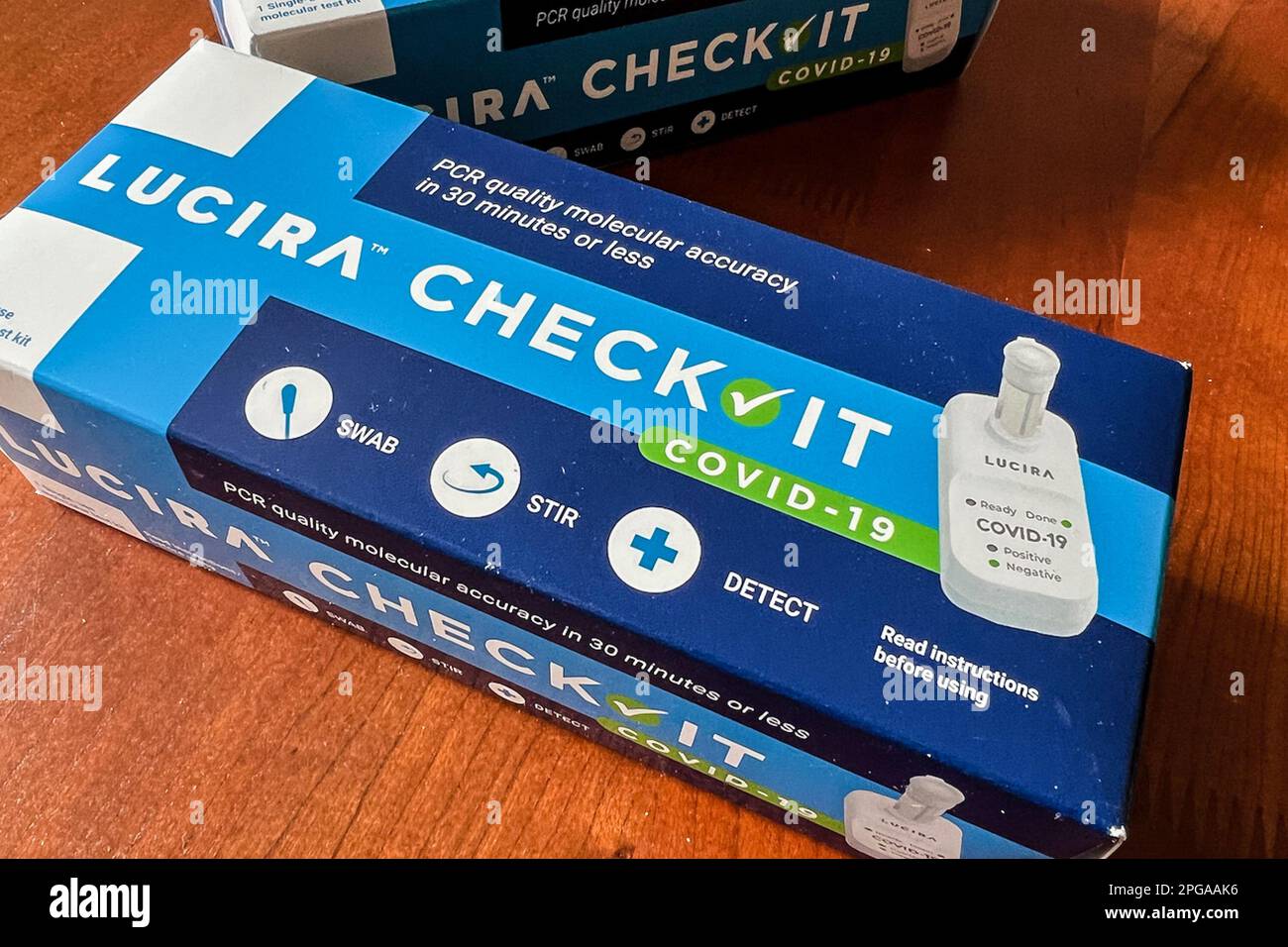 Lucira Check It Rapid Molecular At-Home COVID-19 Test is on display in ...