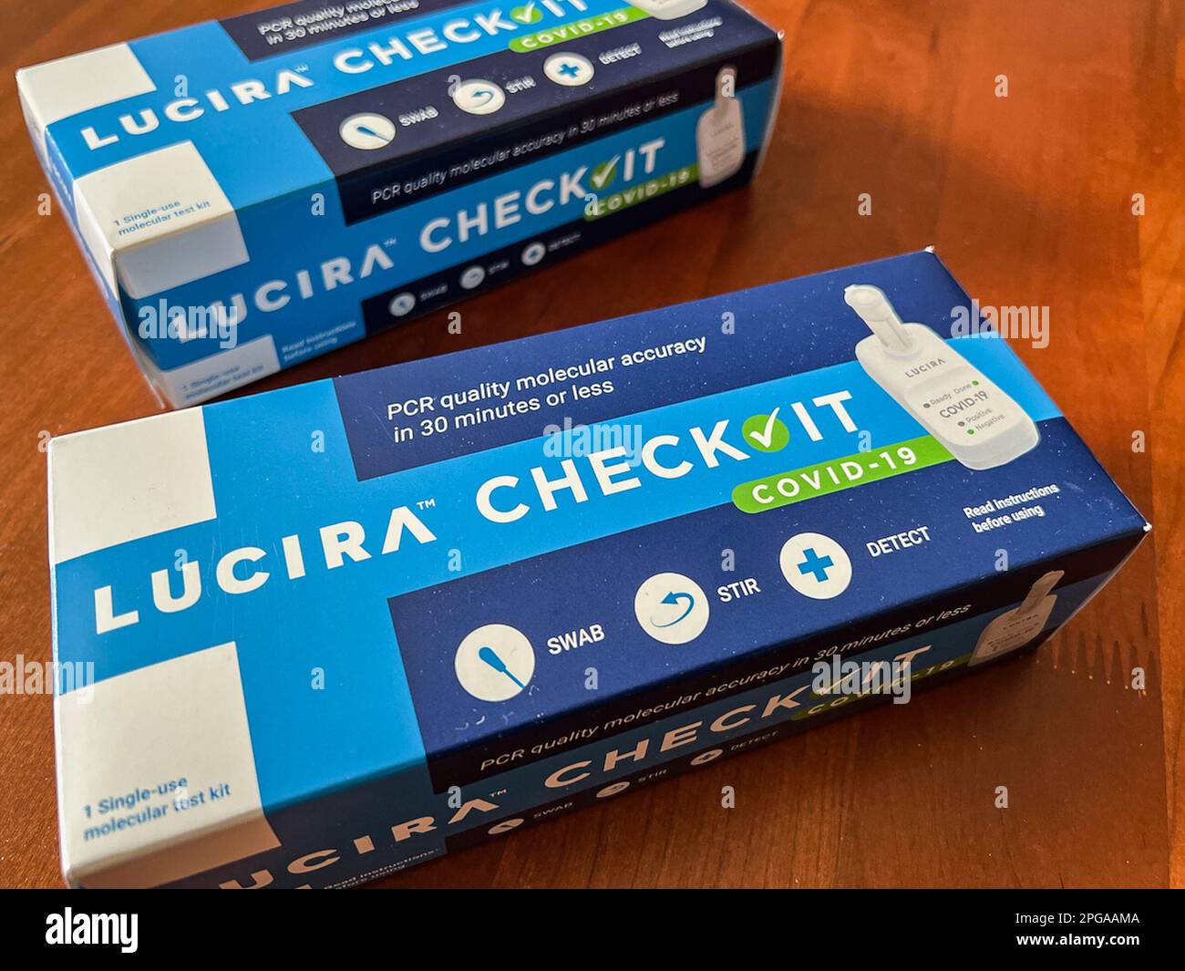 Lucira Check It Rapid Molecular At-Home COVID-19 Test is on display in ...