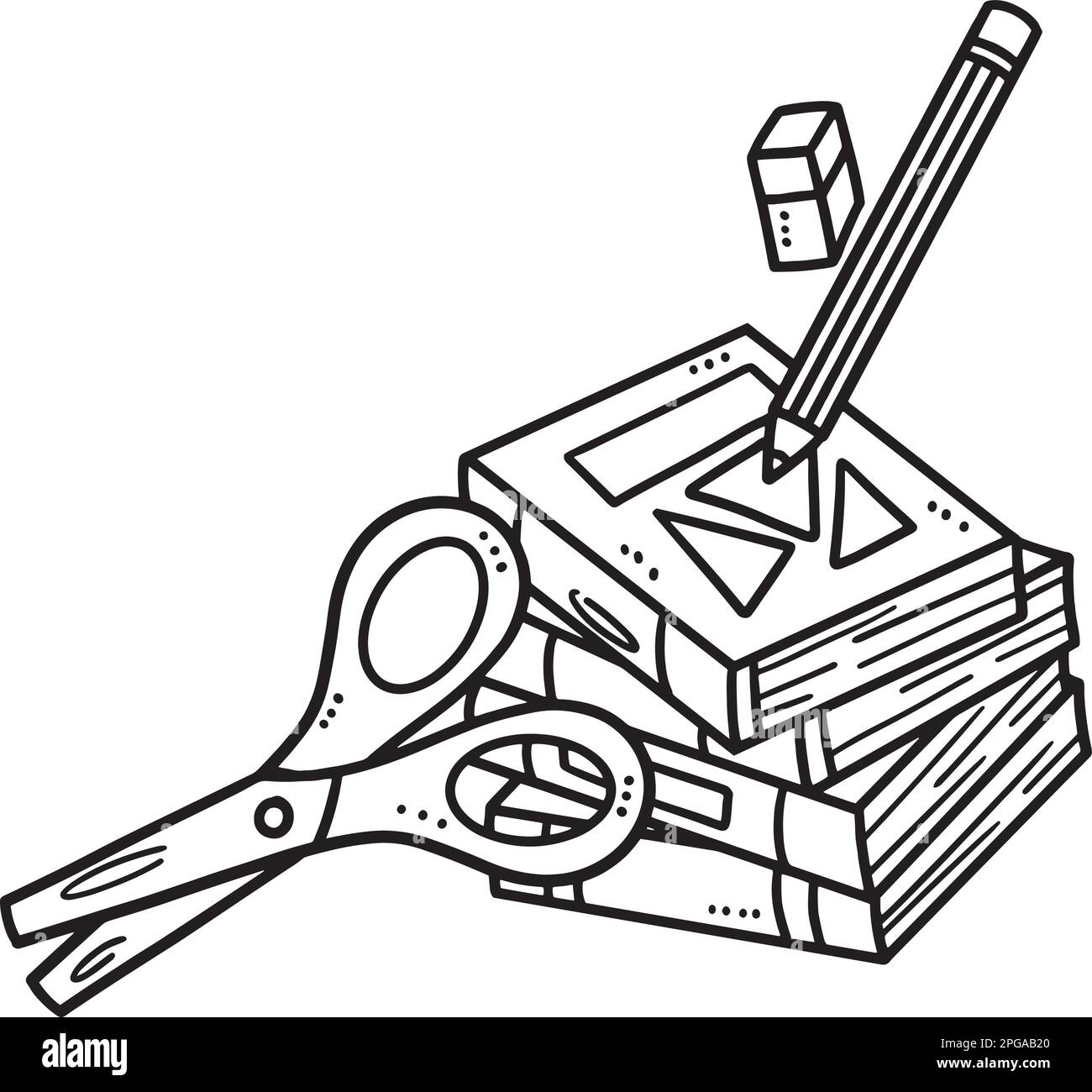 Back To School Books, Scissors and Pencil Isolated Stock Vector Image ...