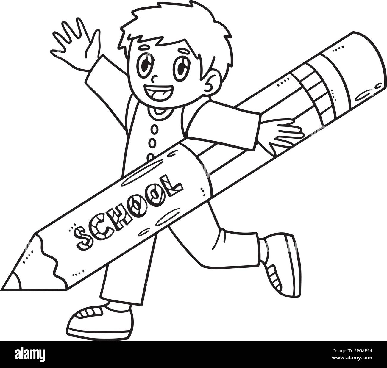 Back To School Student with Giant Pencil Isolated Stock Vector Image ...