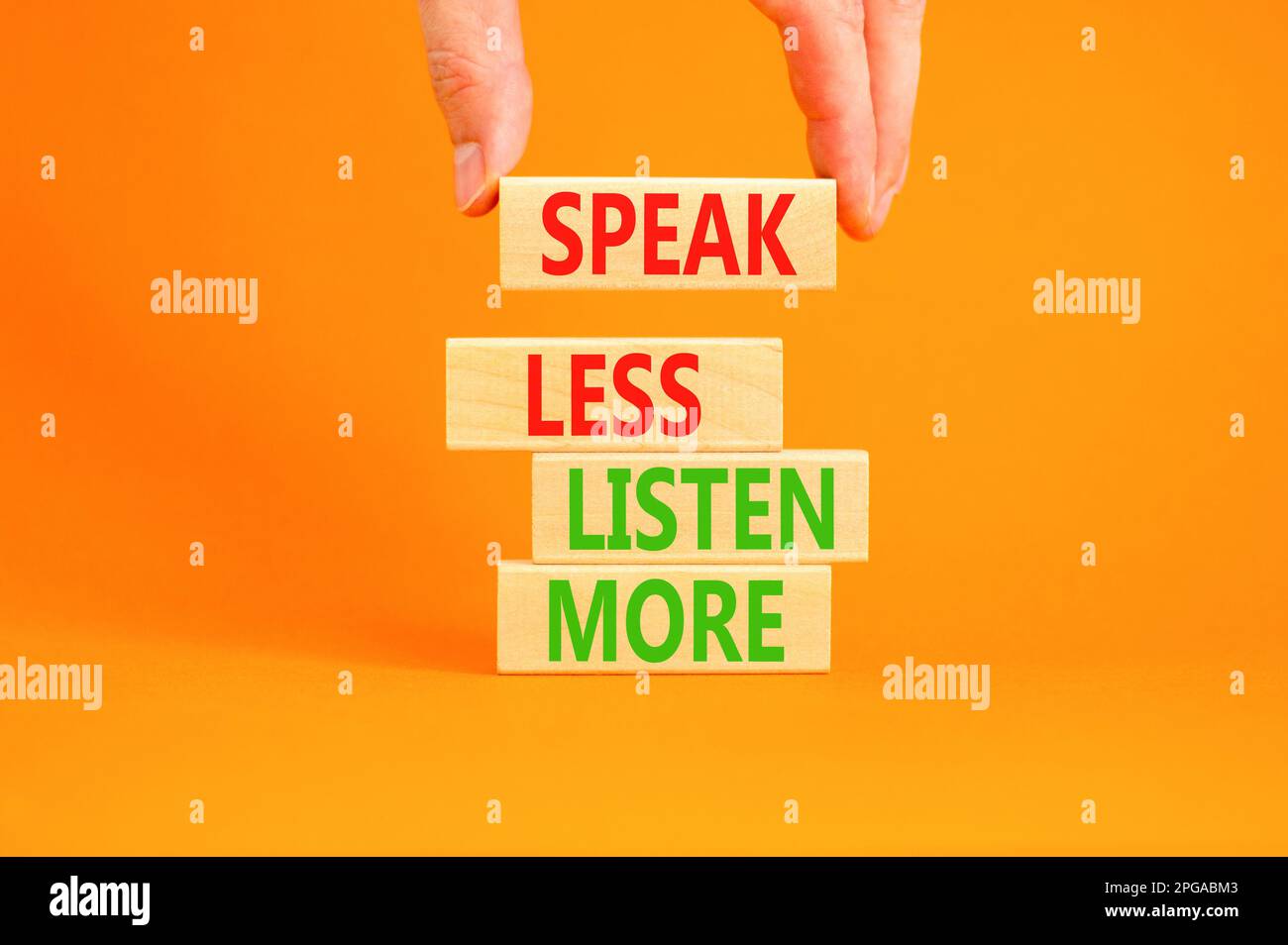 Speak less listen more symbol. Concept words Speak less listen more on ...