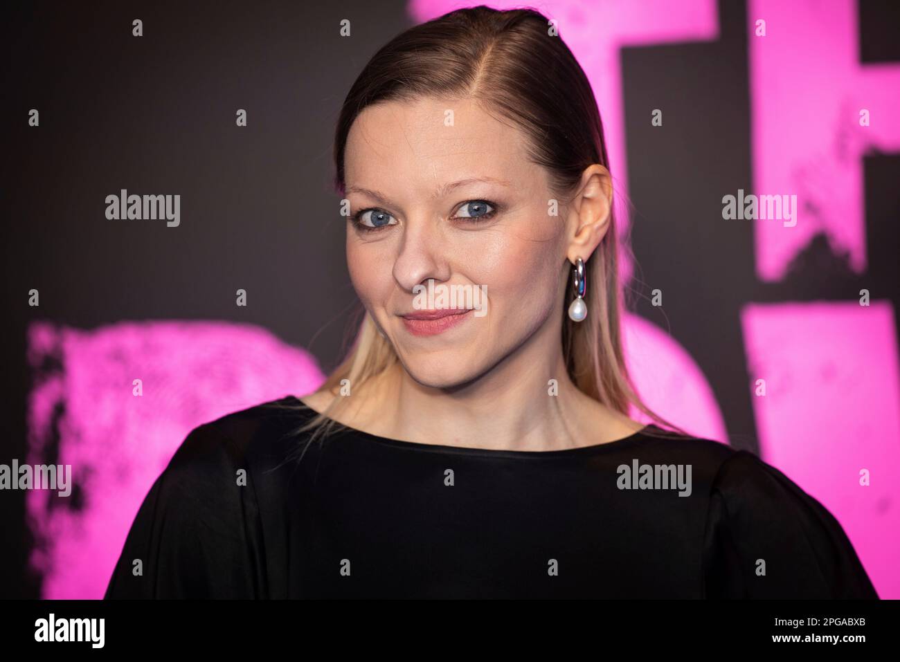 Ugla Hauksdottir poses for photographers upon arrival at the premiere ...