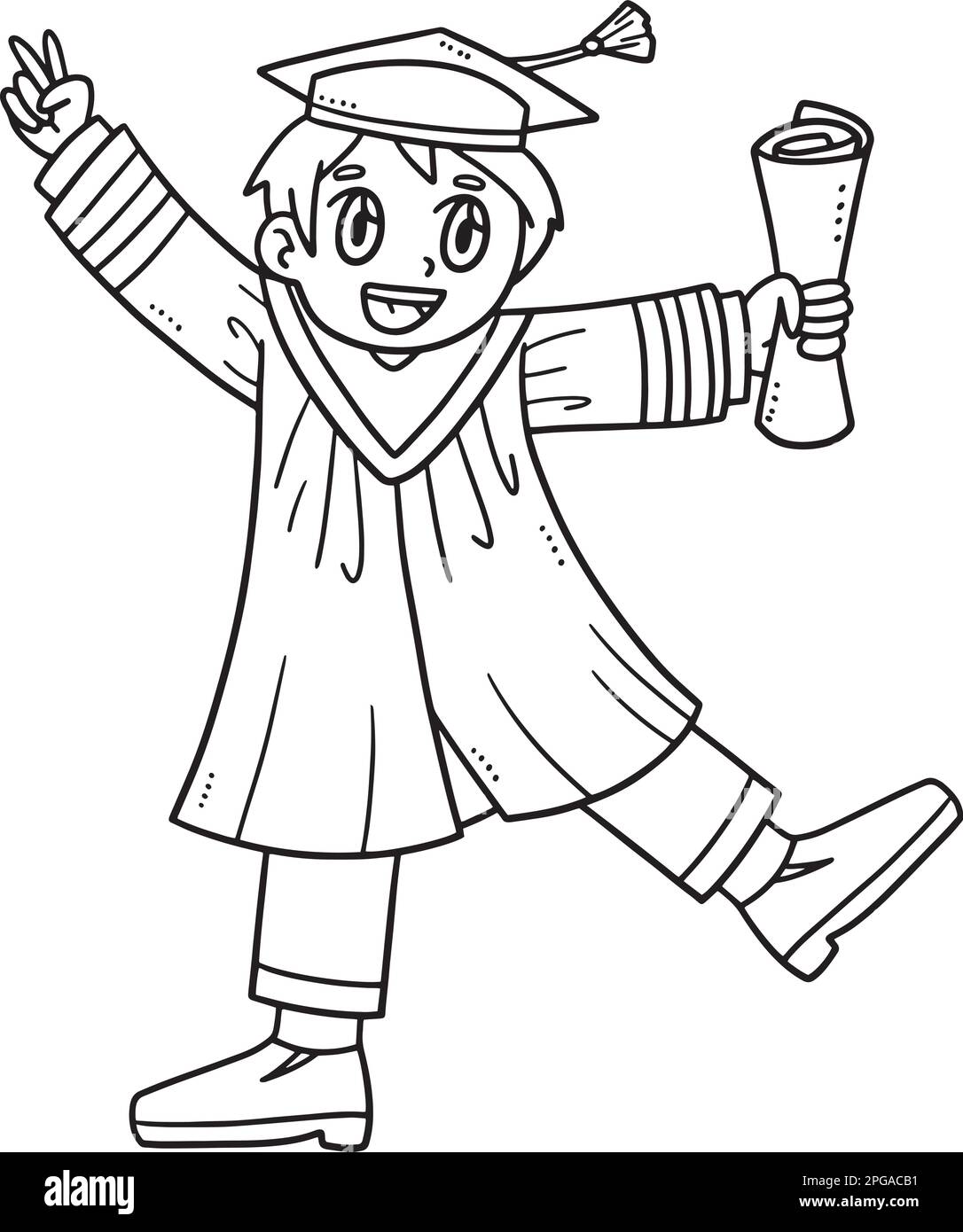 Graduation Boy Clip Art Coloring Page Free Printable Graduation