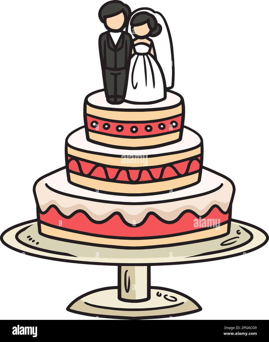 Wedding Cake Colored Drawing