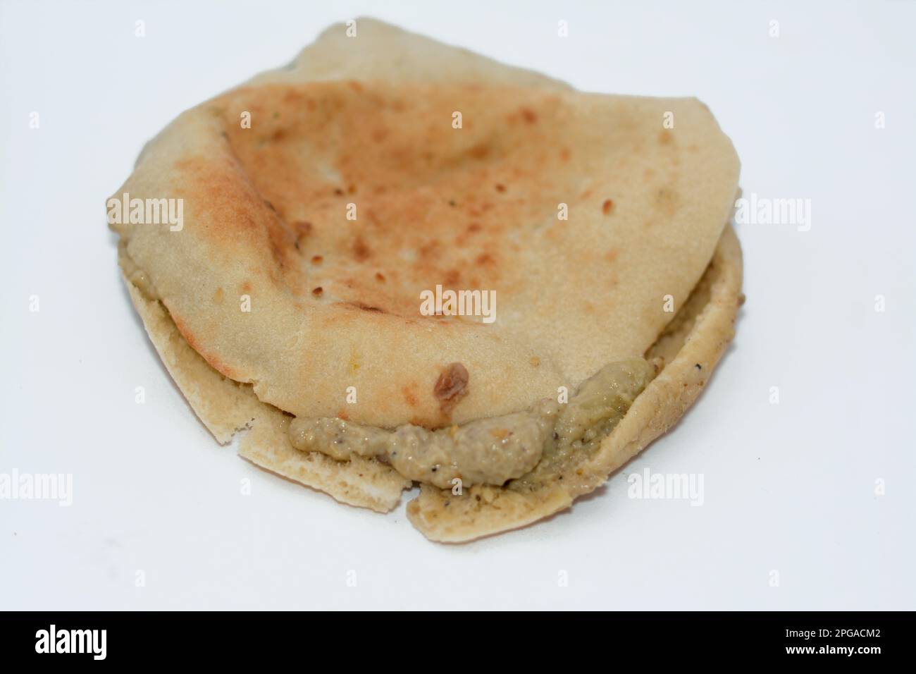 Shami Syrian flatbread filled with traditional Egyptian Baba Ghanoush ...