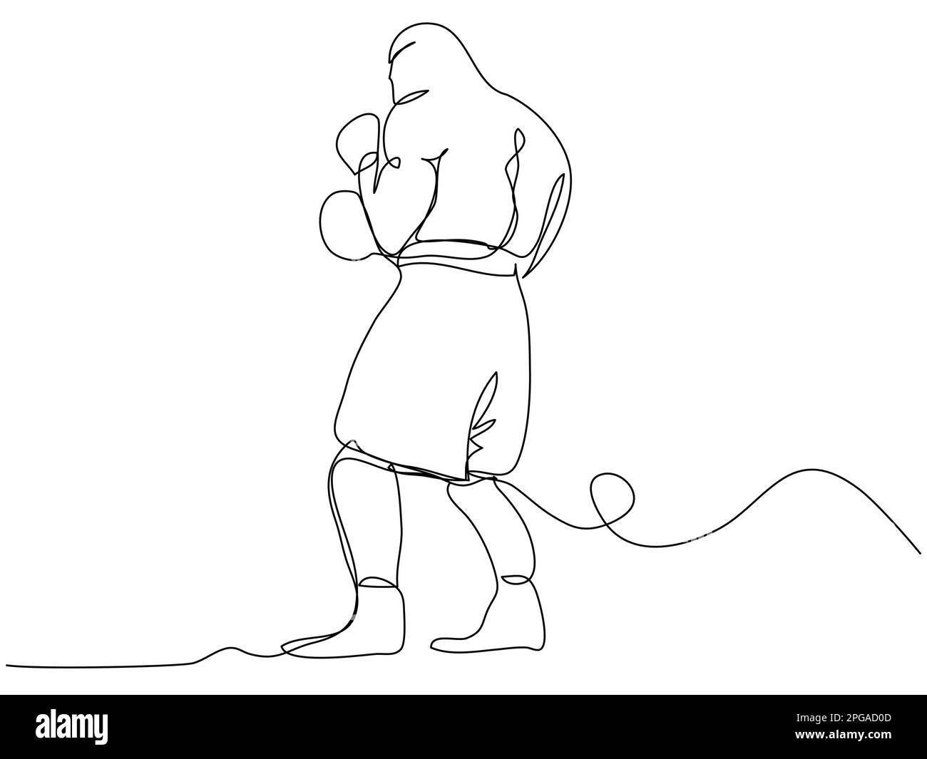 Boxer standing in a body protection block in one line on a white ...