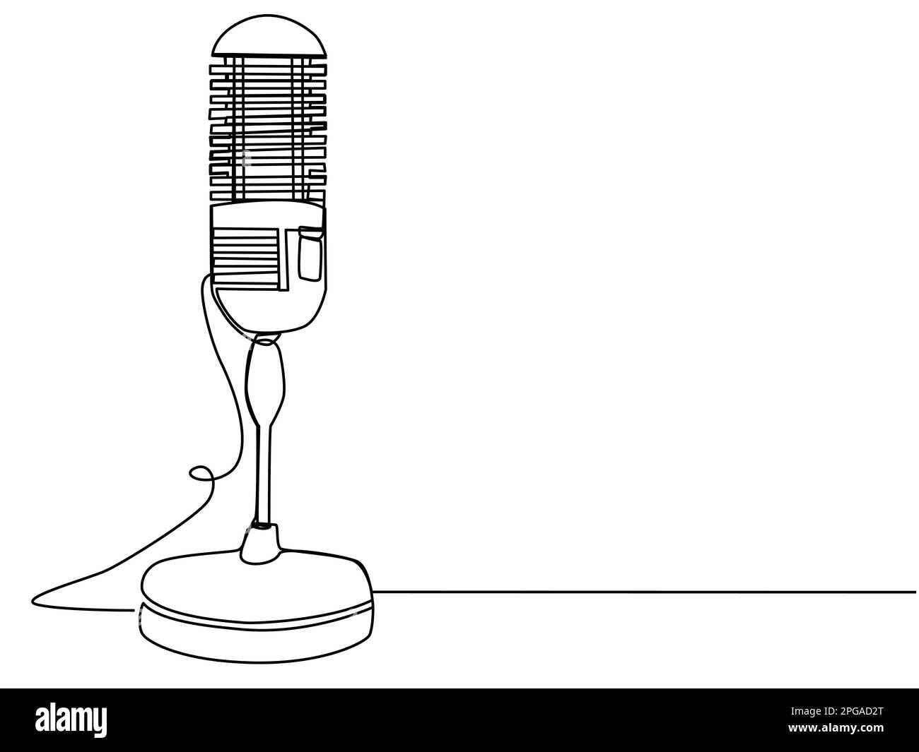 Hand drawn studio microphone on Black and White Stock Photos & Images ...