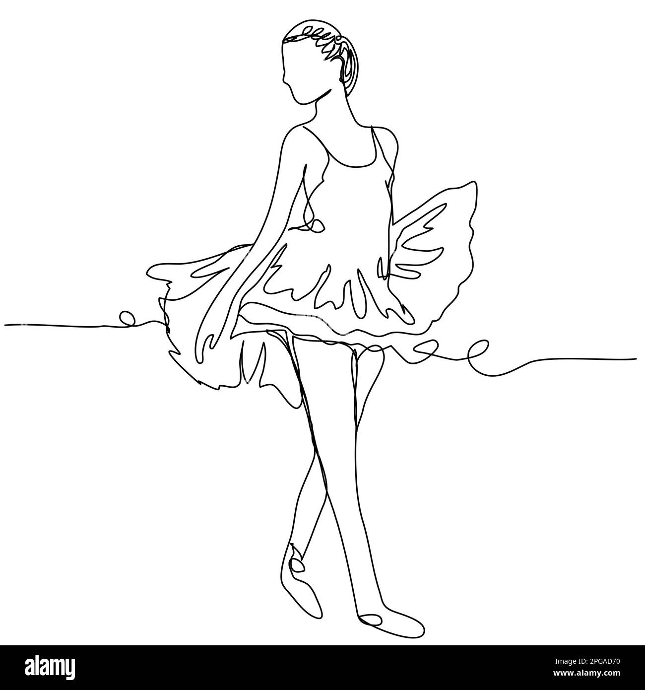 Simple ballerina in one line on a white background Stock Vector Image ...