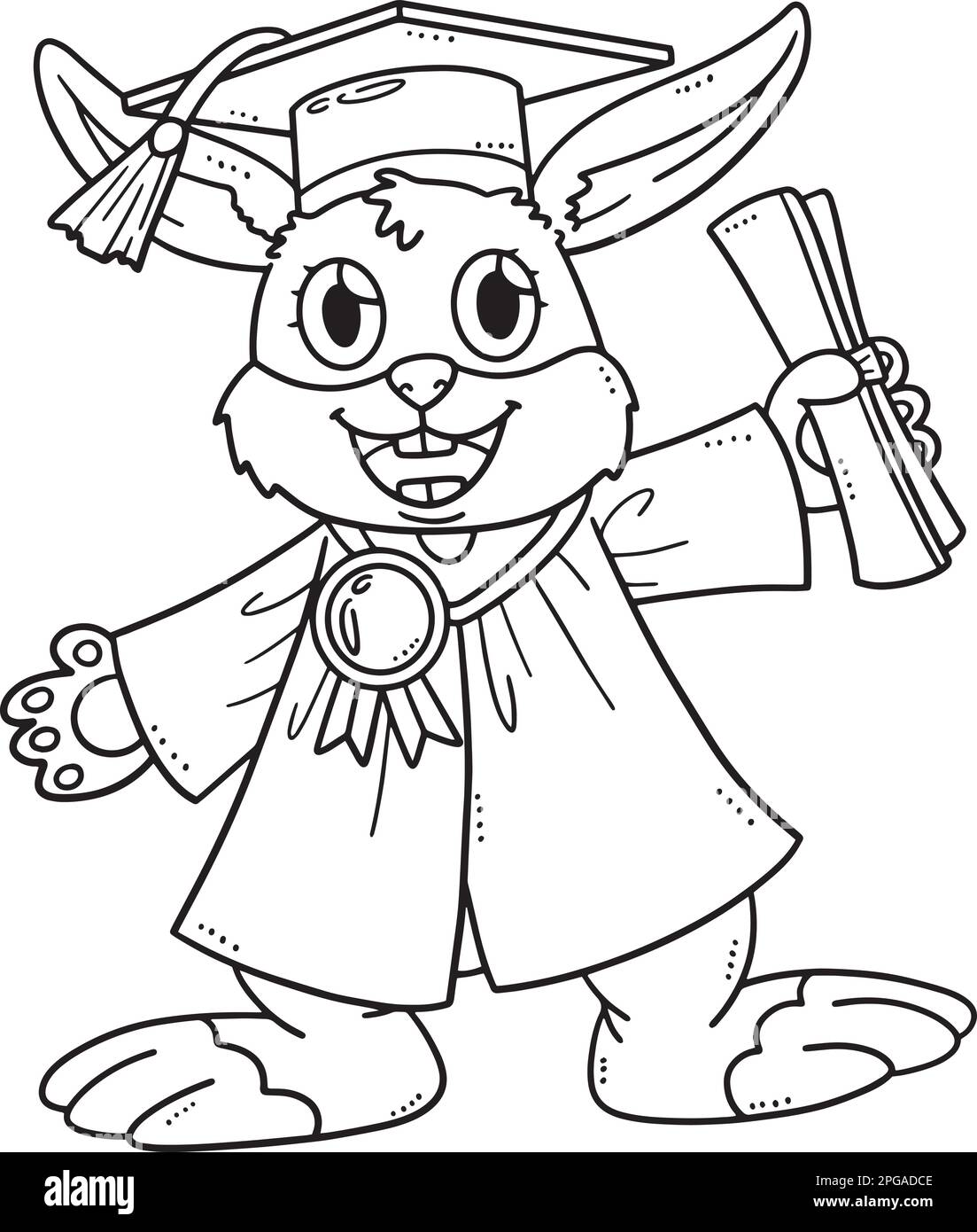 Graduation Rabbit with Diploma and Cap Isolated Stock Vector Image ...